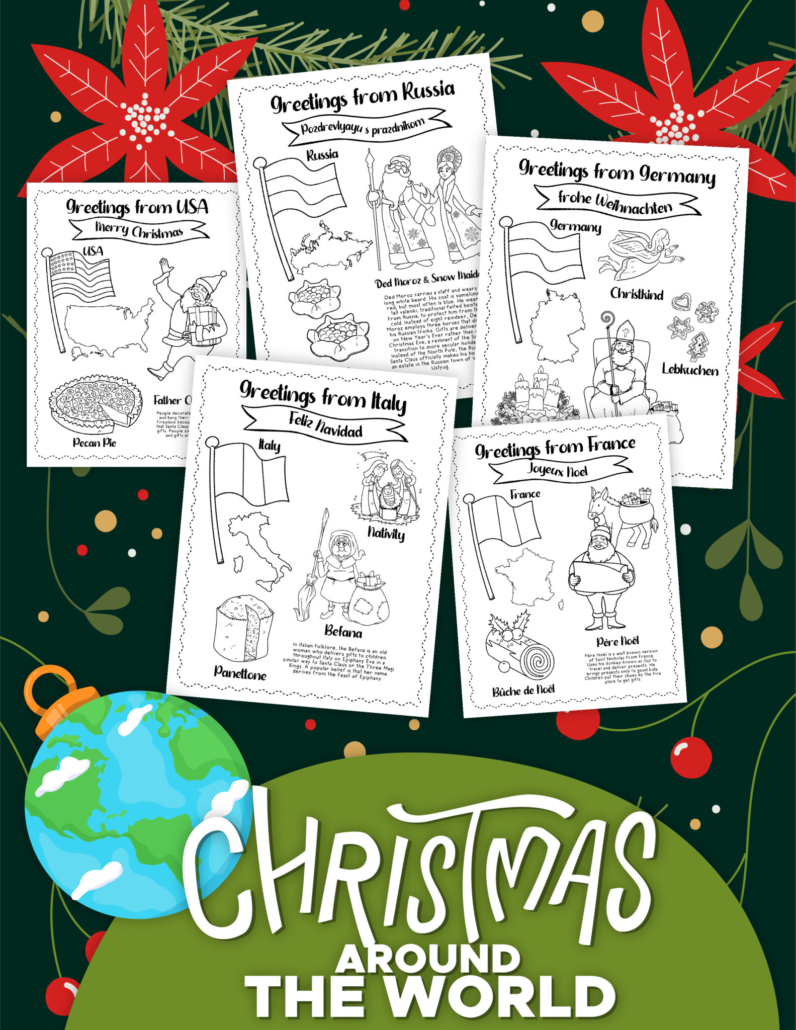 Free Christmas Around the World Coloring Pages