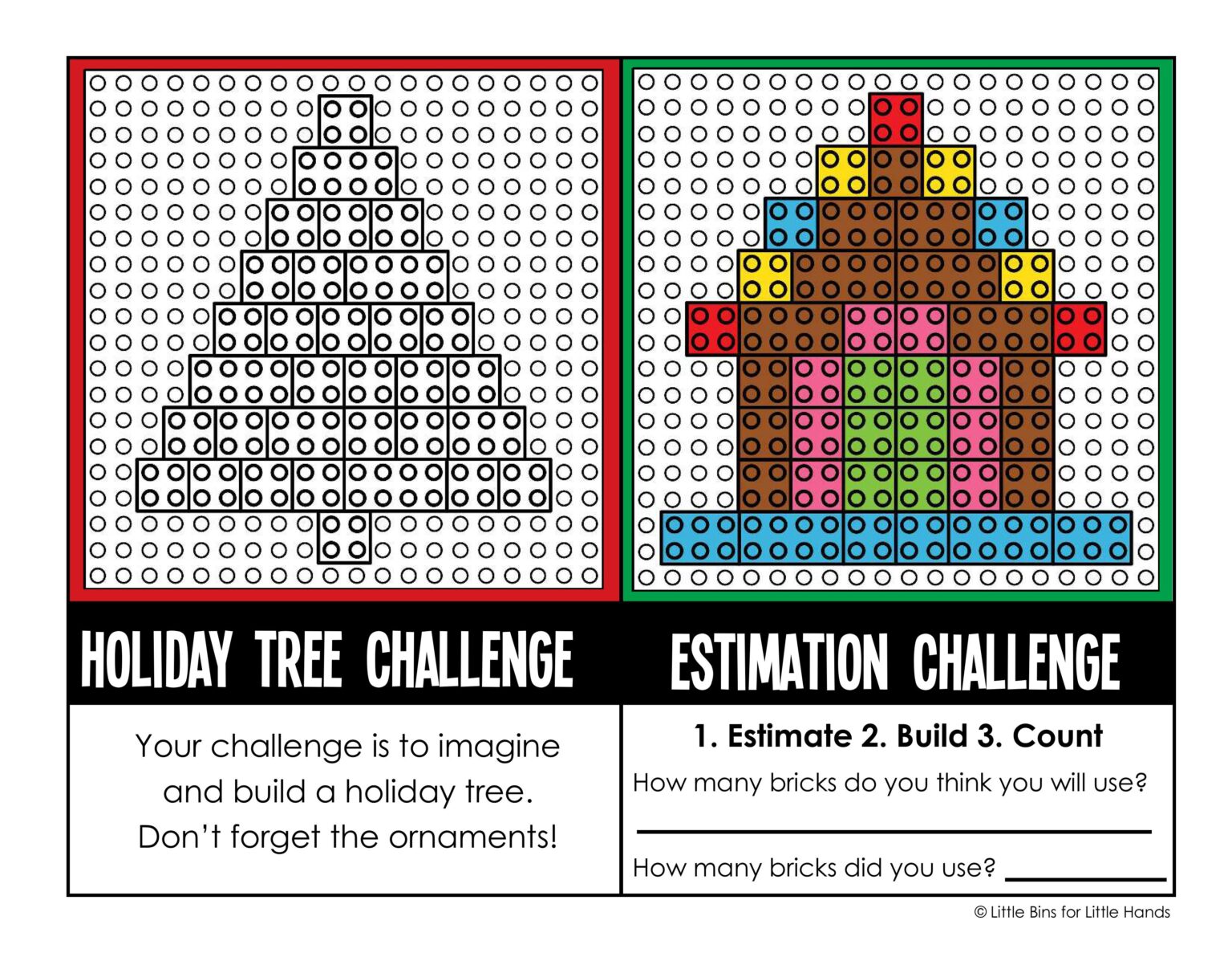 Christmas LEGO Challenge Cards - Little Bins for Little Hands