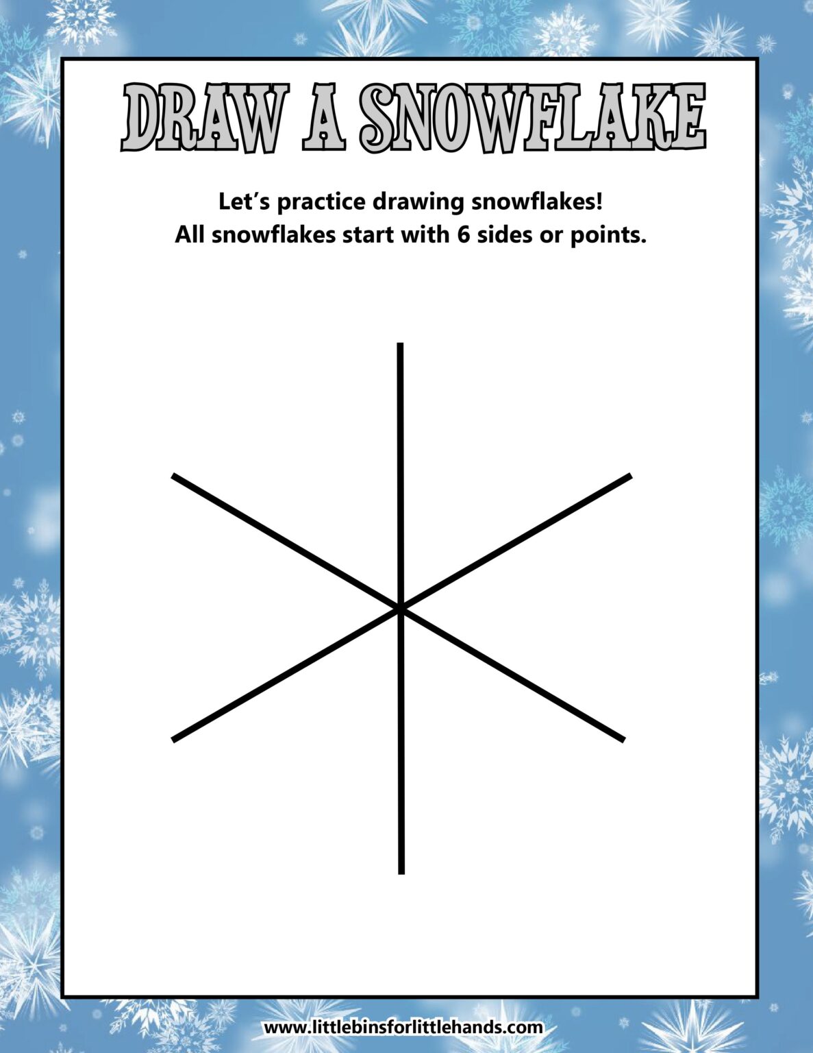 How to Draw a Snowflake with Pictures | Little Bins for Little Hands