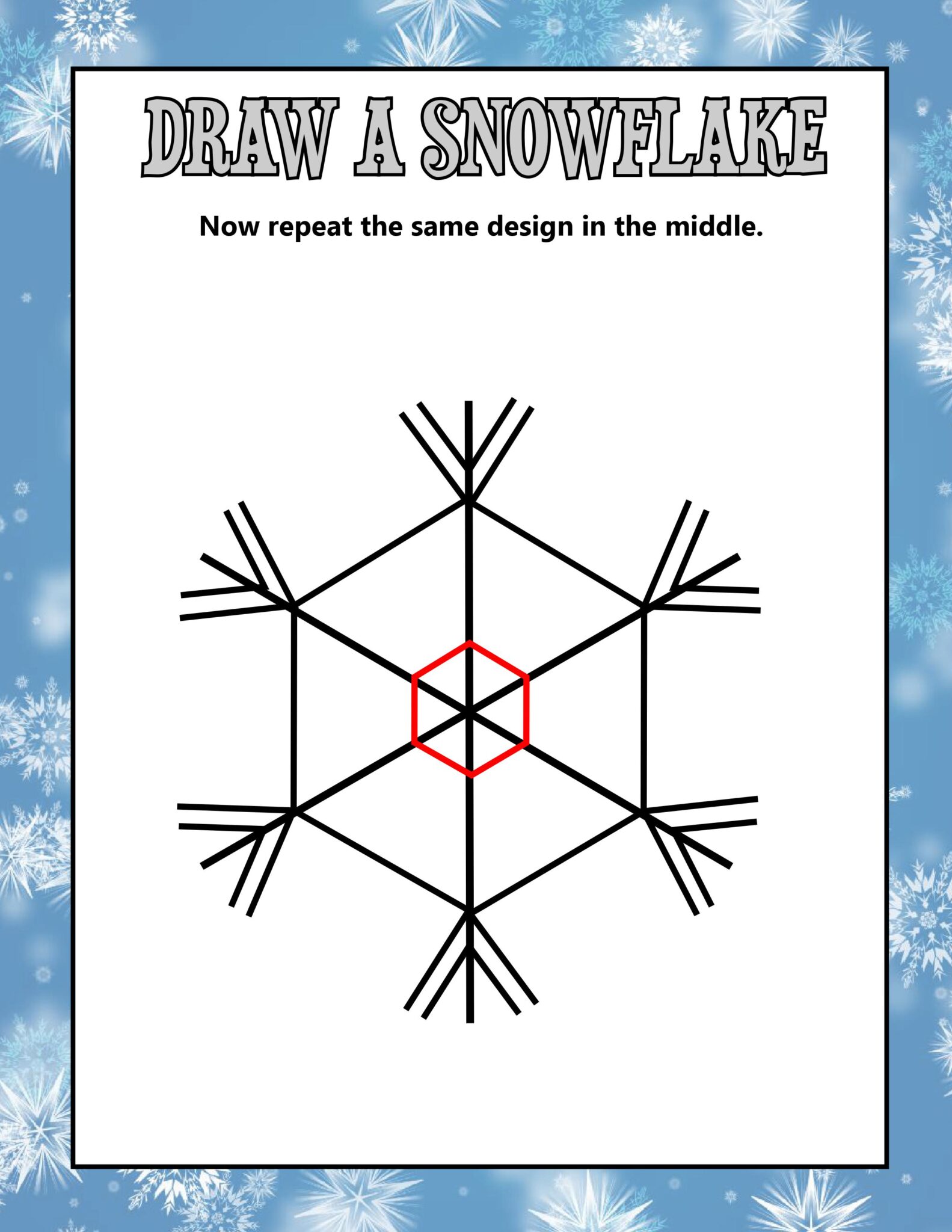 How to Draw a Snowflake with Pictures | Little Bins for Little Hands