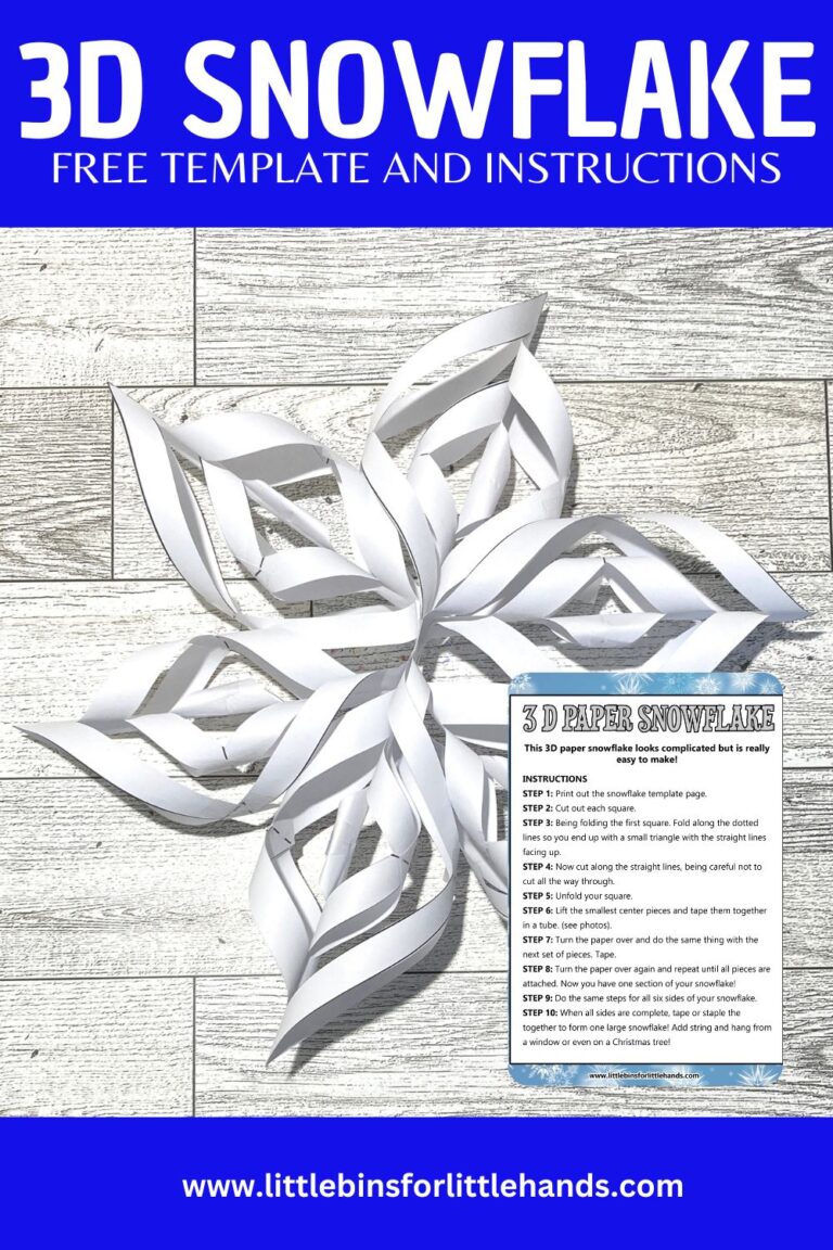 3D Paper Snowflakes: Printable Template - Little Bins for Little Hands