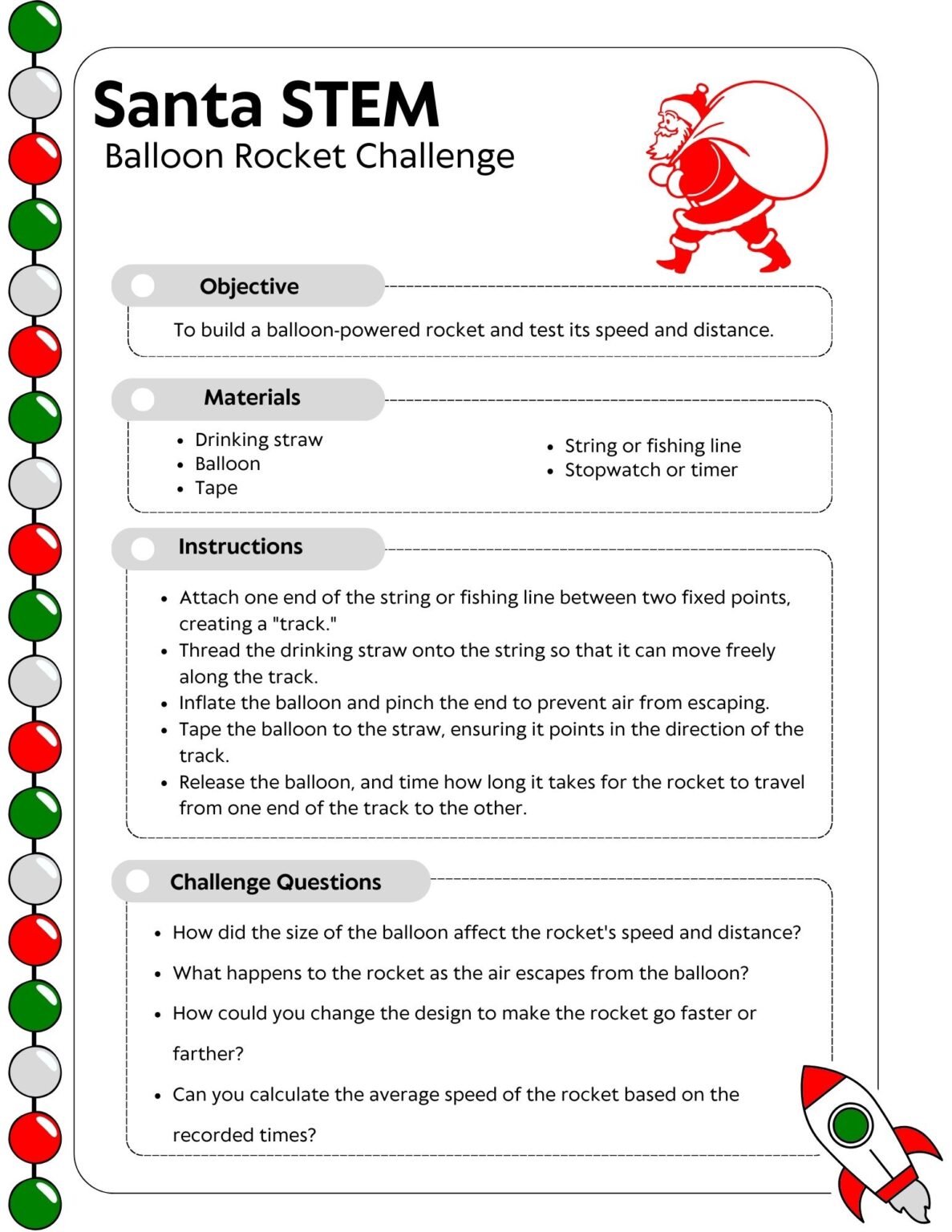 Santa's Balloon Rocket STEM Activity - Little Bins for Little Hands