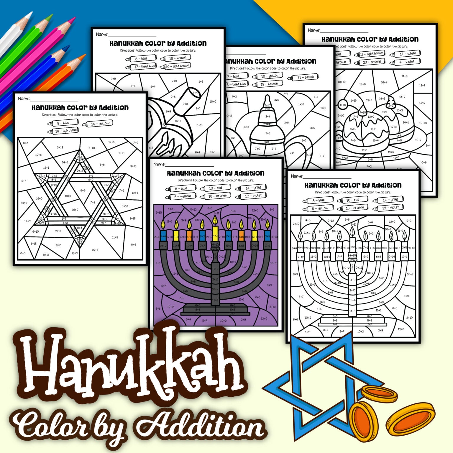 Hanukkah Color By Number - Little Bins for Little Hands