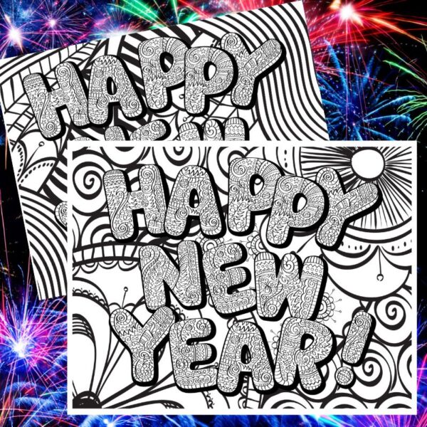 Happy New Year Coloring Pages - Little Bins for Little Hands