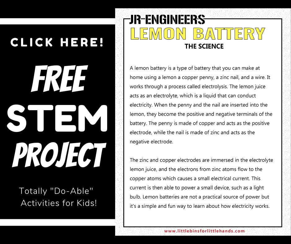 How To Make a Lemon Battery | Little Bins for Little Hands
