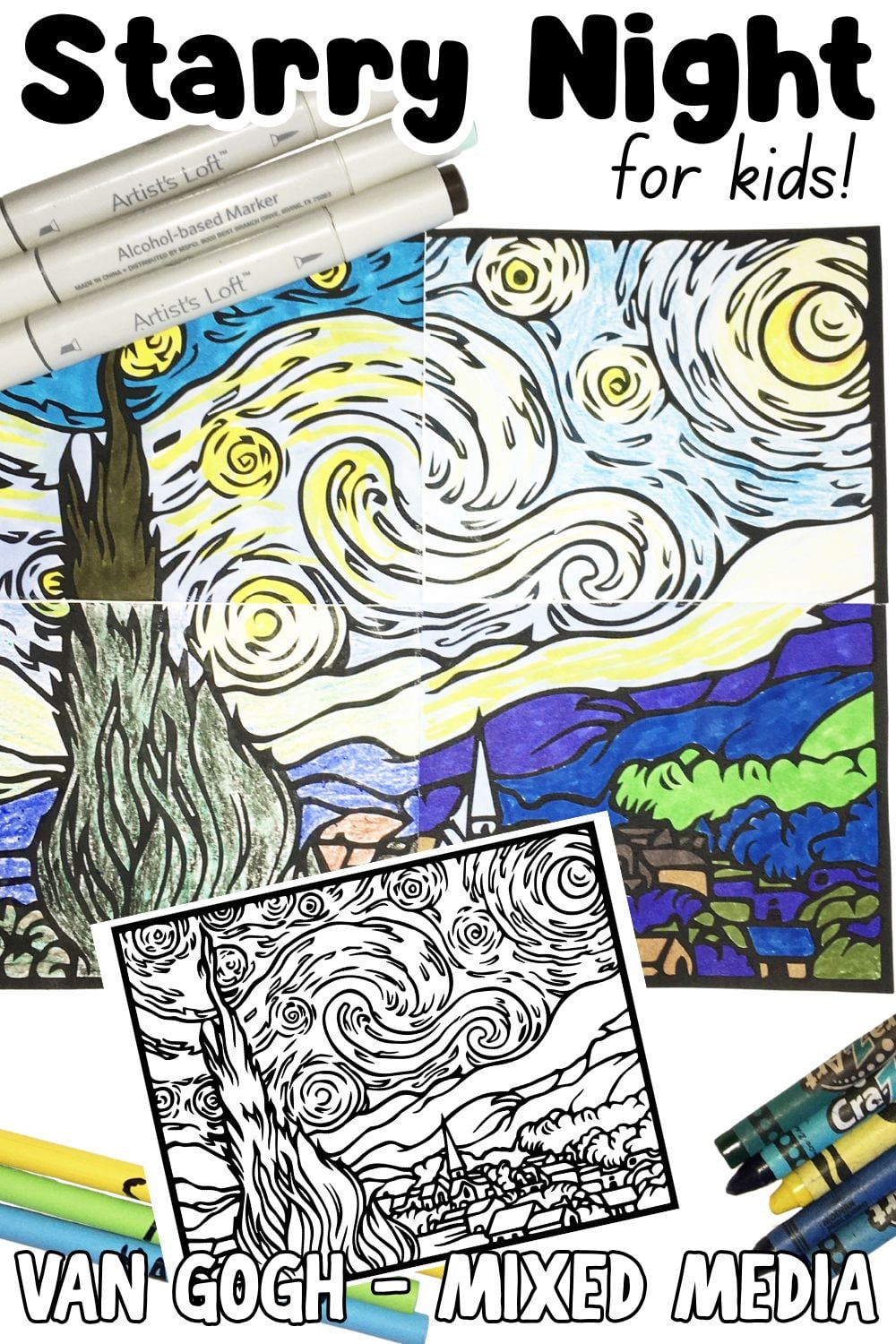 Starry Night Art Project for Kids (Van Gogh-Inspired Mixed Media)