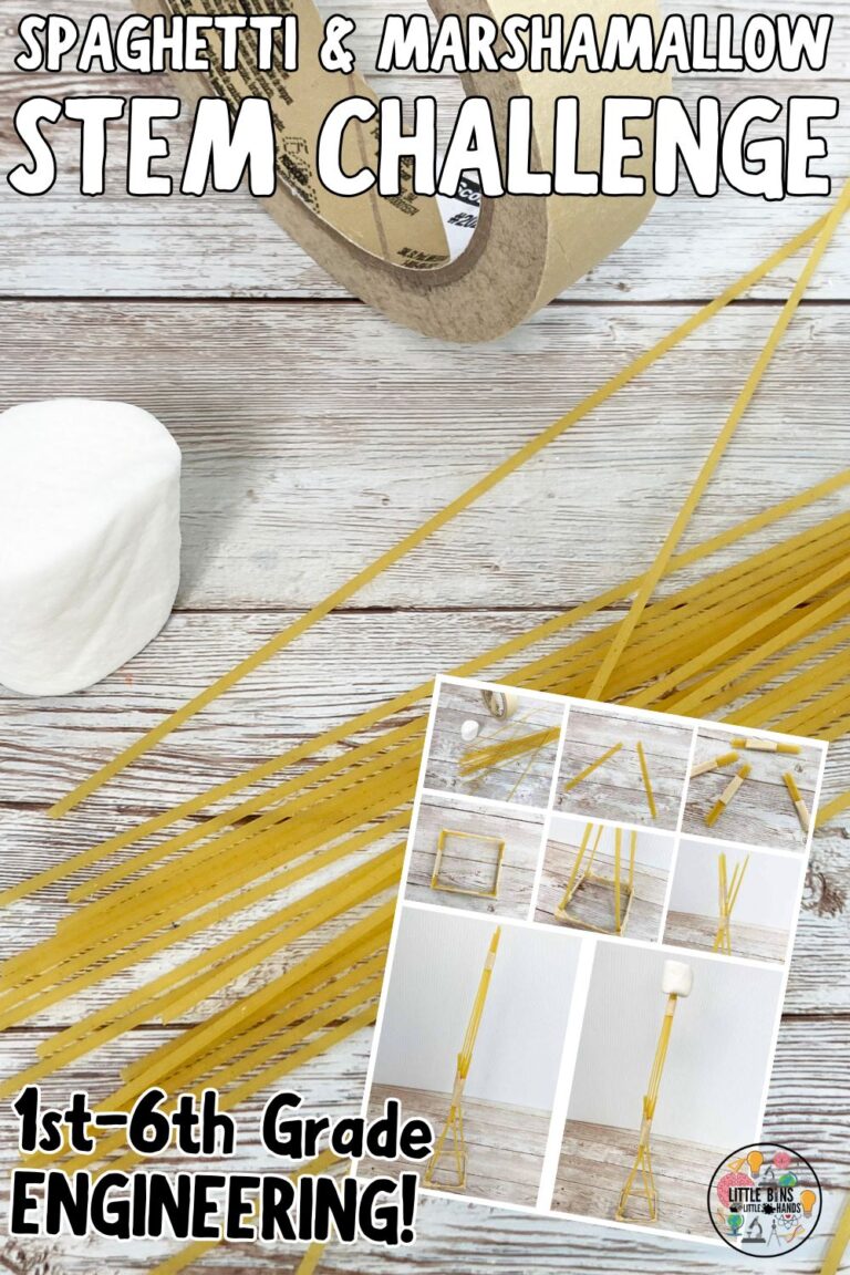 Spaghetti Marshmallow Tower Challenge for Kids (Free Printable)