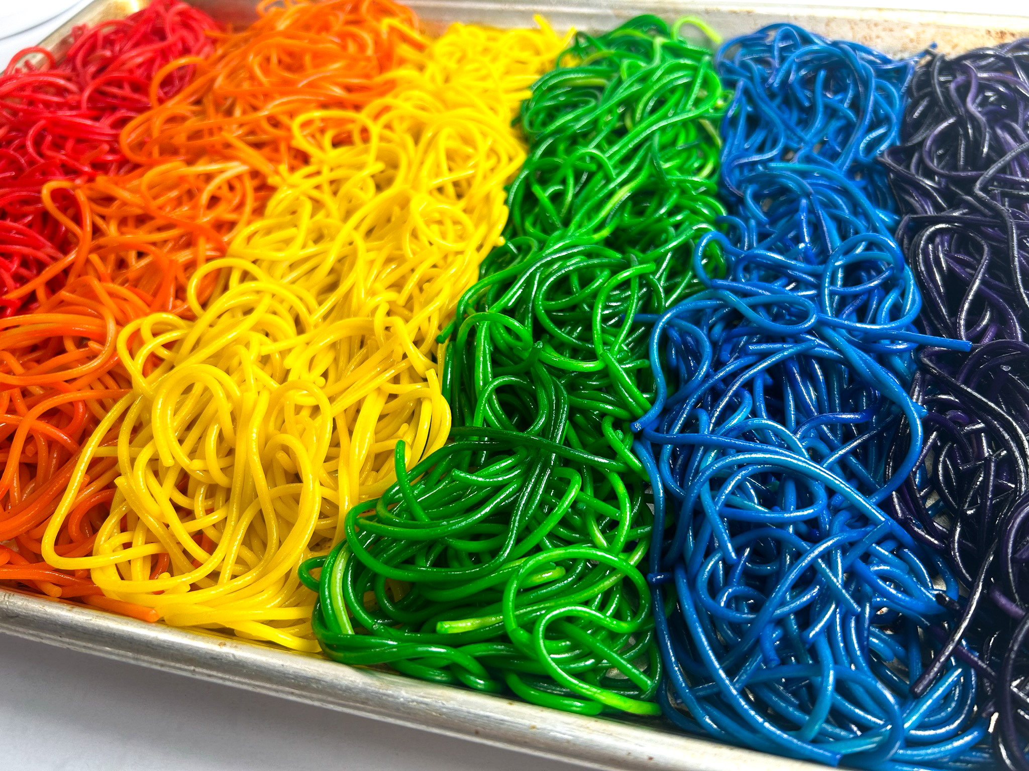 Easy Rainbow Spaghetti Recipe - Little Bins for Little Hands