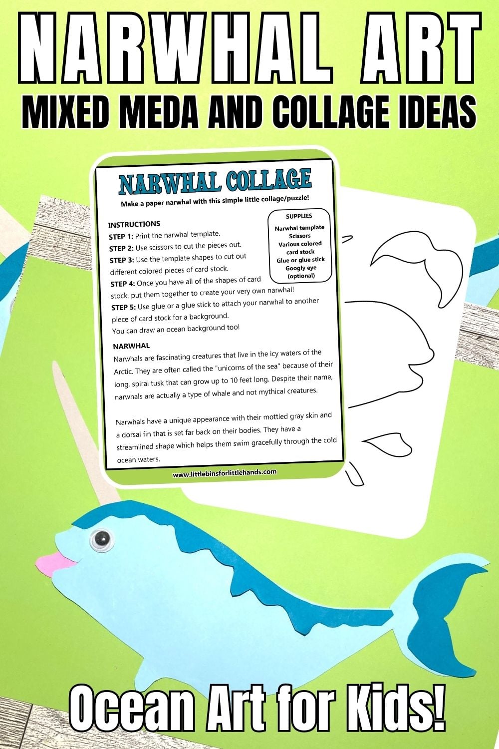 Narwhal Craft with Collage Art - Little Bins for Little Hands