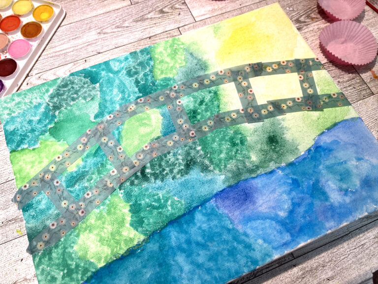 Monet Bridge Painting for Kids (Collage)