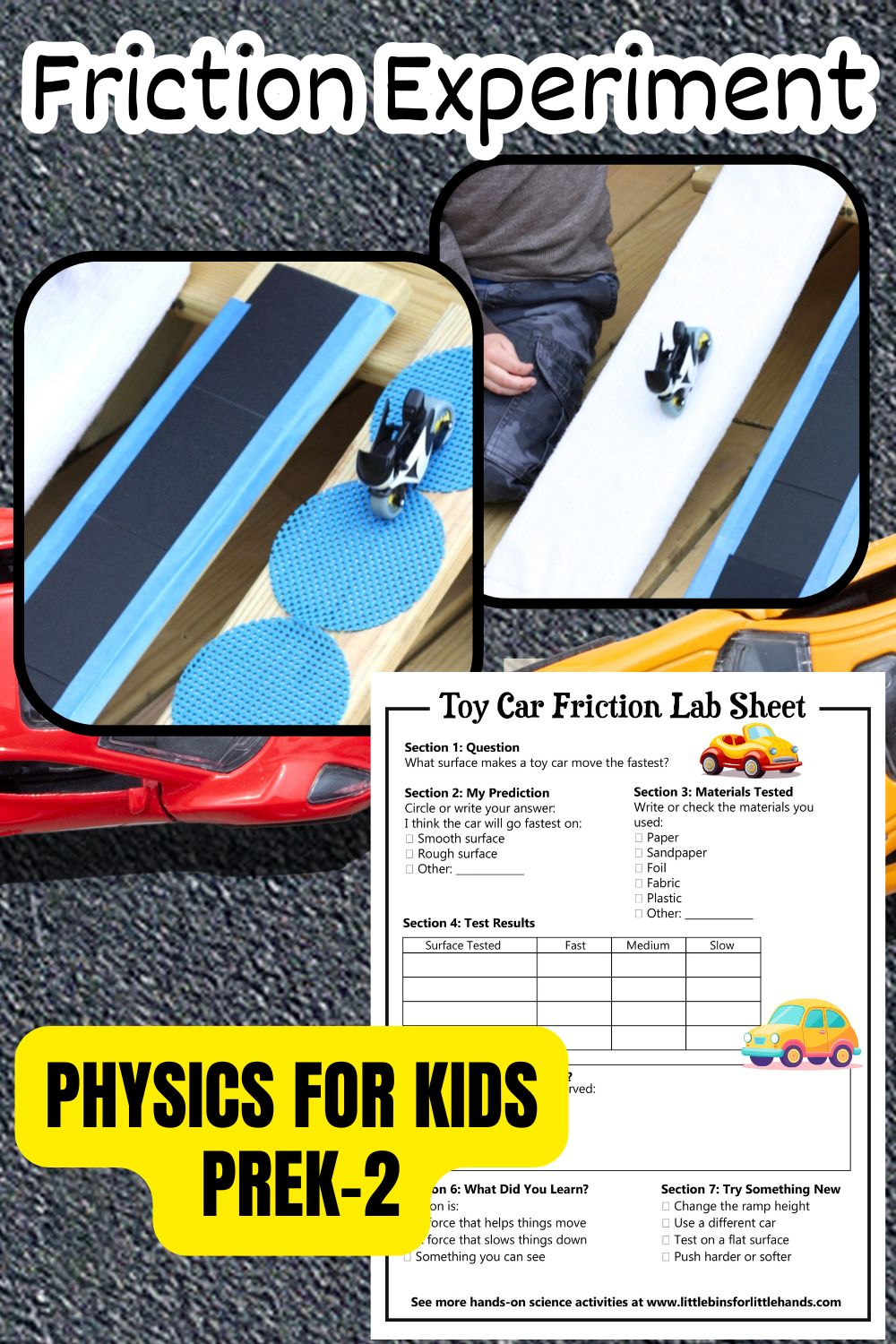 Toy Car Friction Experiment for Kids (With and Without Ramps)