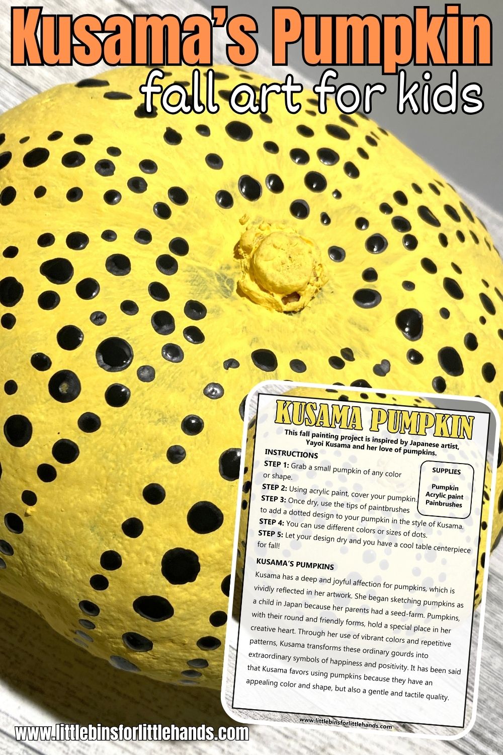 Yayoi Kusama Pumpkin Art For Kids - Little Bins for Little Hands