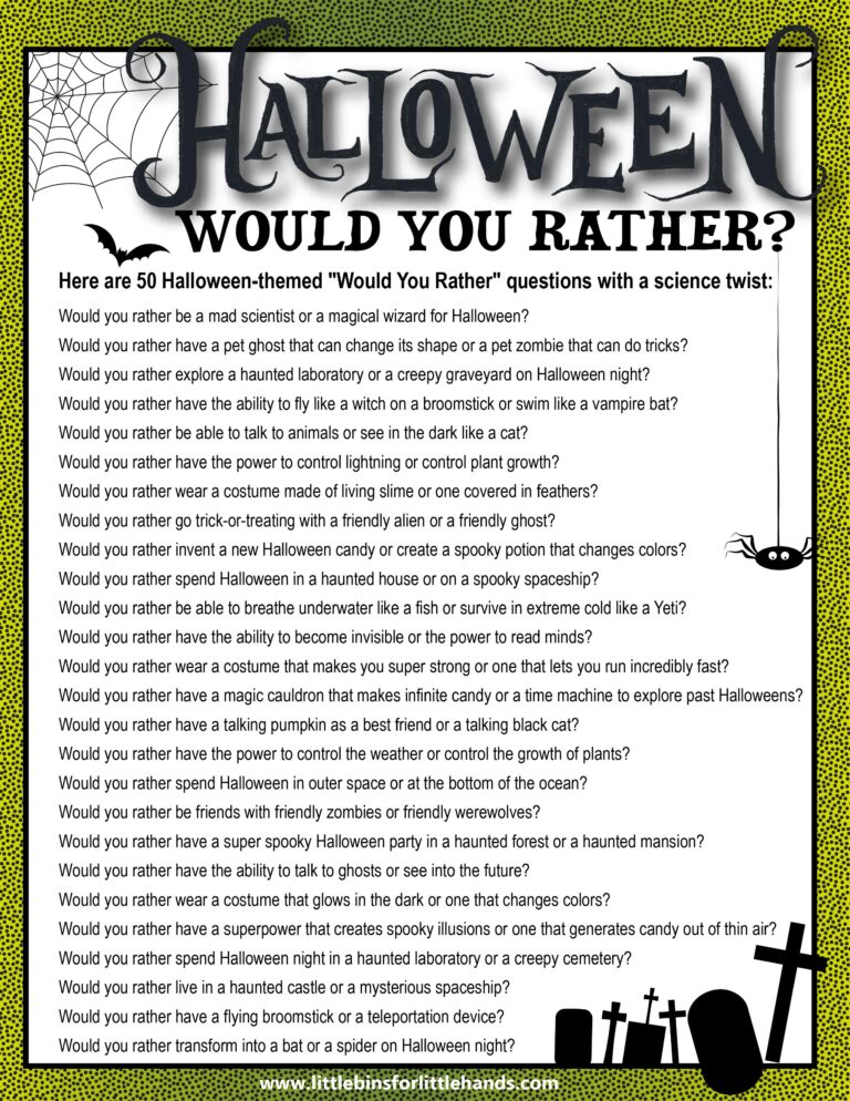 50 Halloween Would You Rather Questions - Little Bins for Little Hands