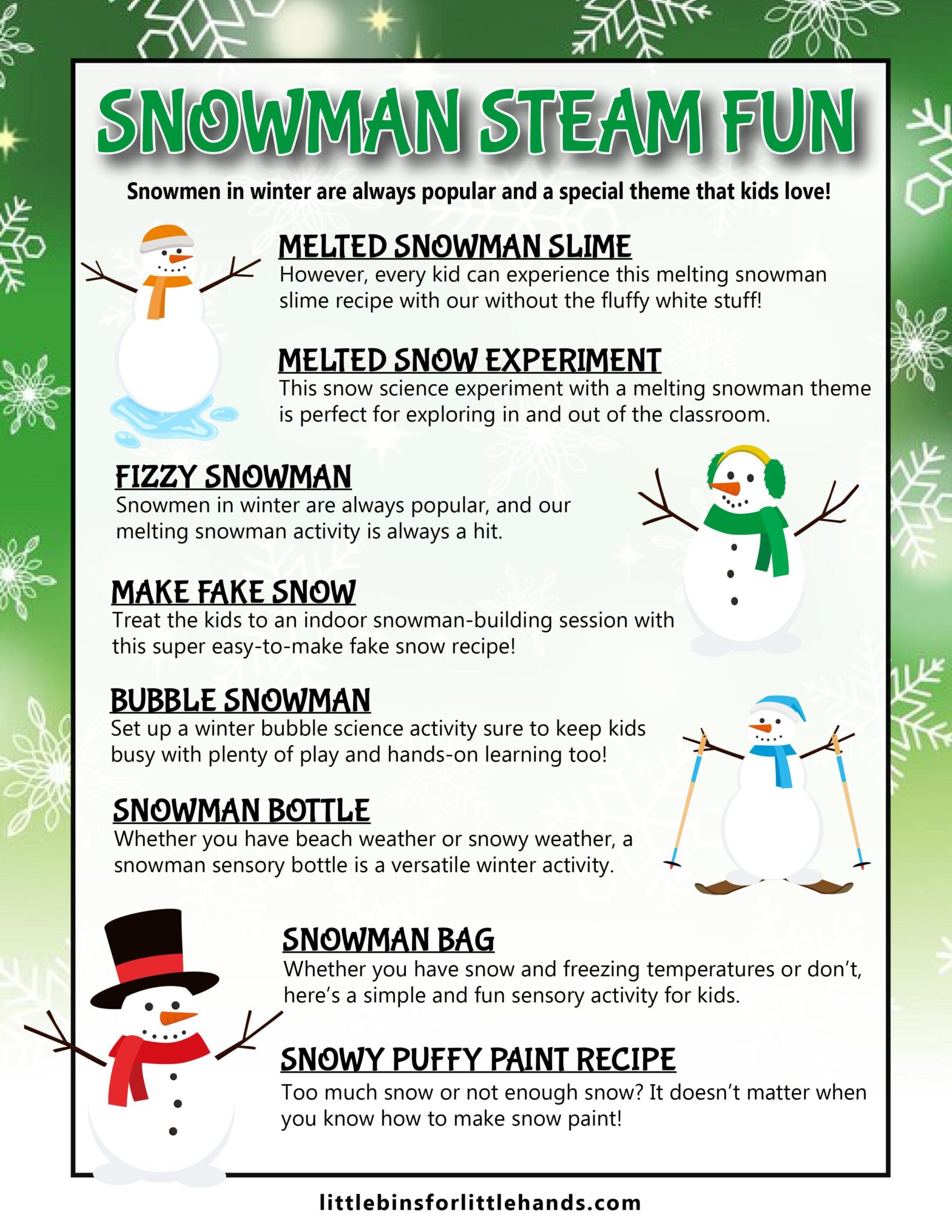 Fun Snowman Activities For Preschoolers and Beyond - Little Bins for ...