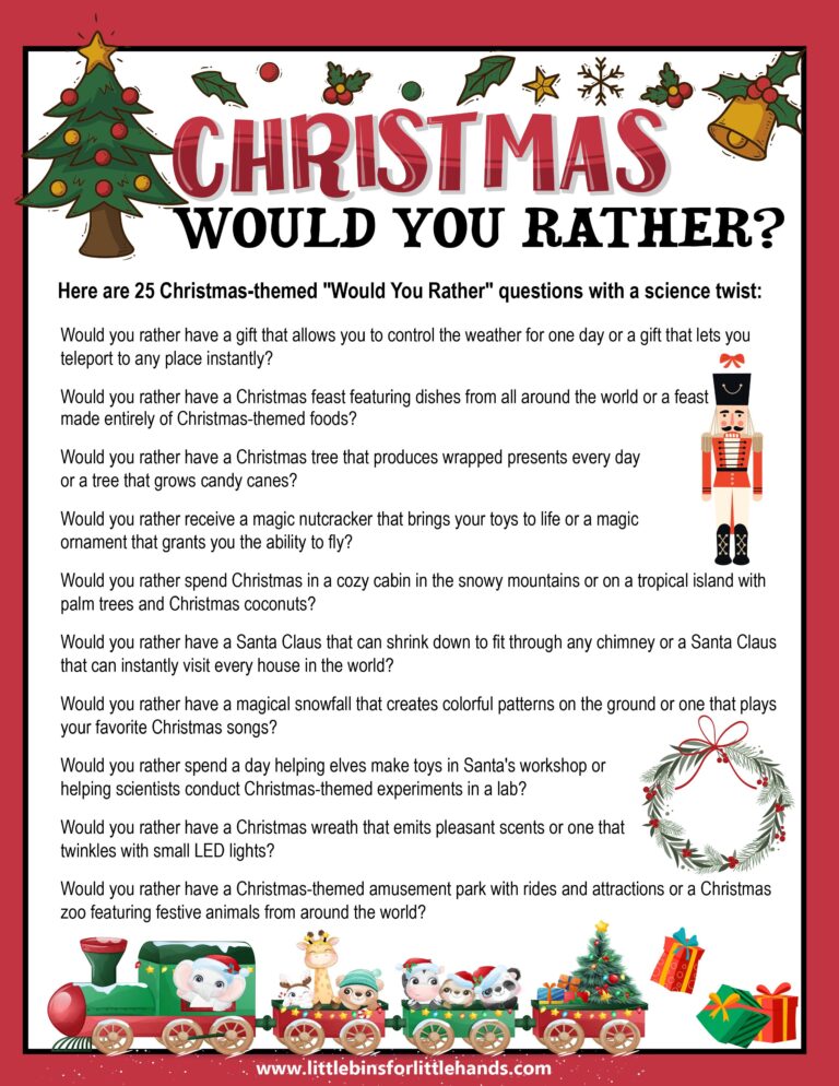 25 Christmas Would You Rather Questions - Little Bins for Little Hands