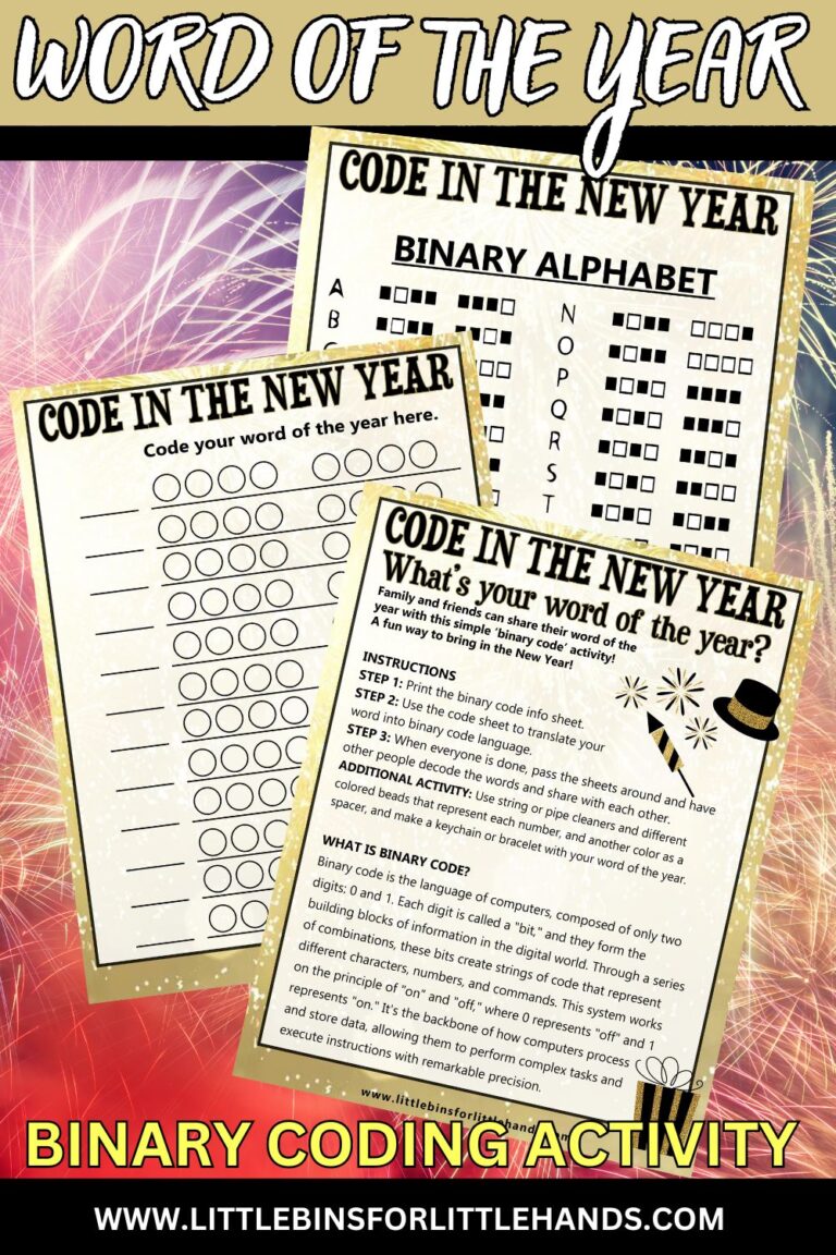 New Years Binary Code Activity - Little Bins for Little Hands