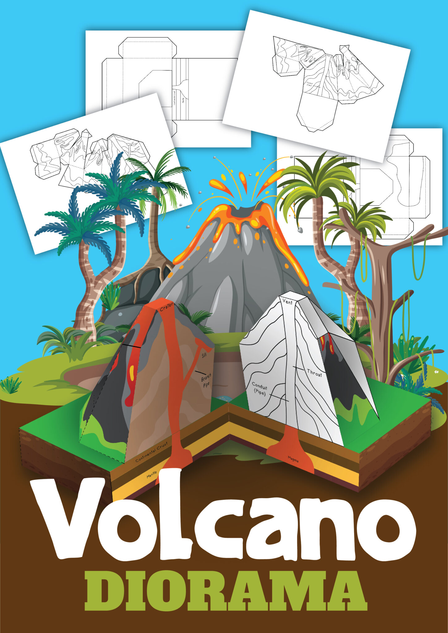 How To Make A Volcano Diorama (Free Printable) - Little Bins for Little ...