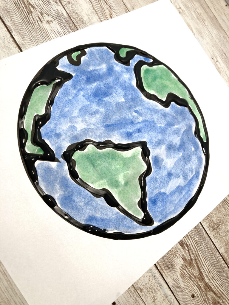 Black Glue Earth Art Project For Kids - Little Bins for Little Hands