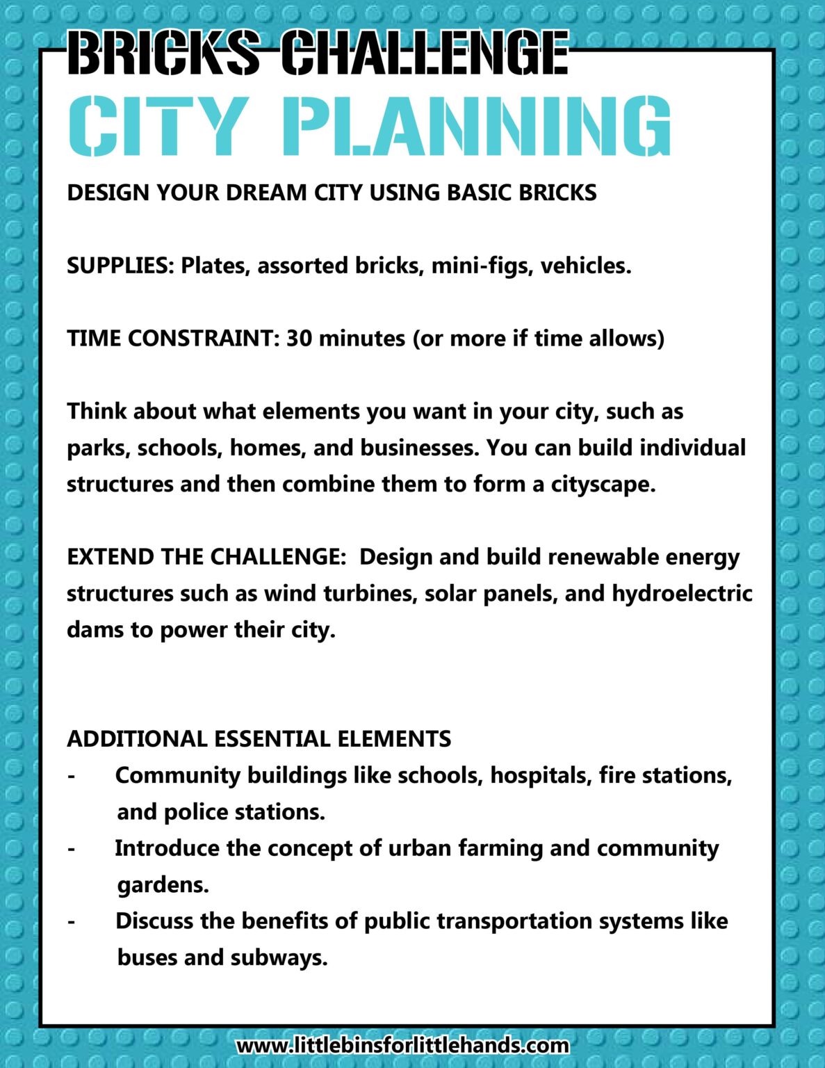 LEGO Engineering Projects (Free Printables) - Little Bins for Little Hands