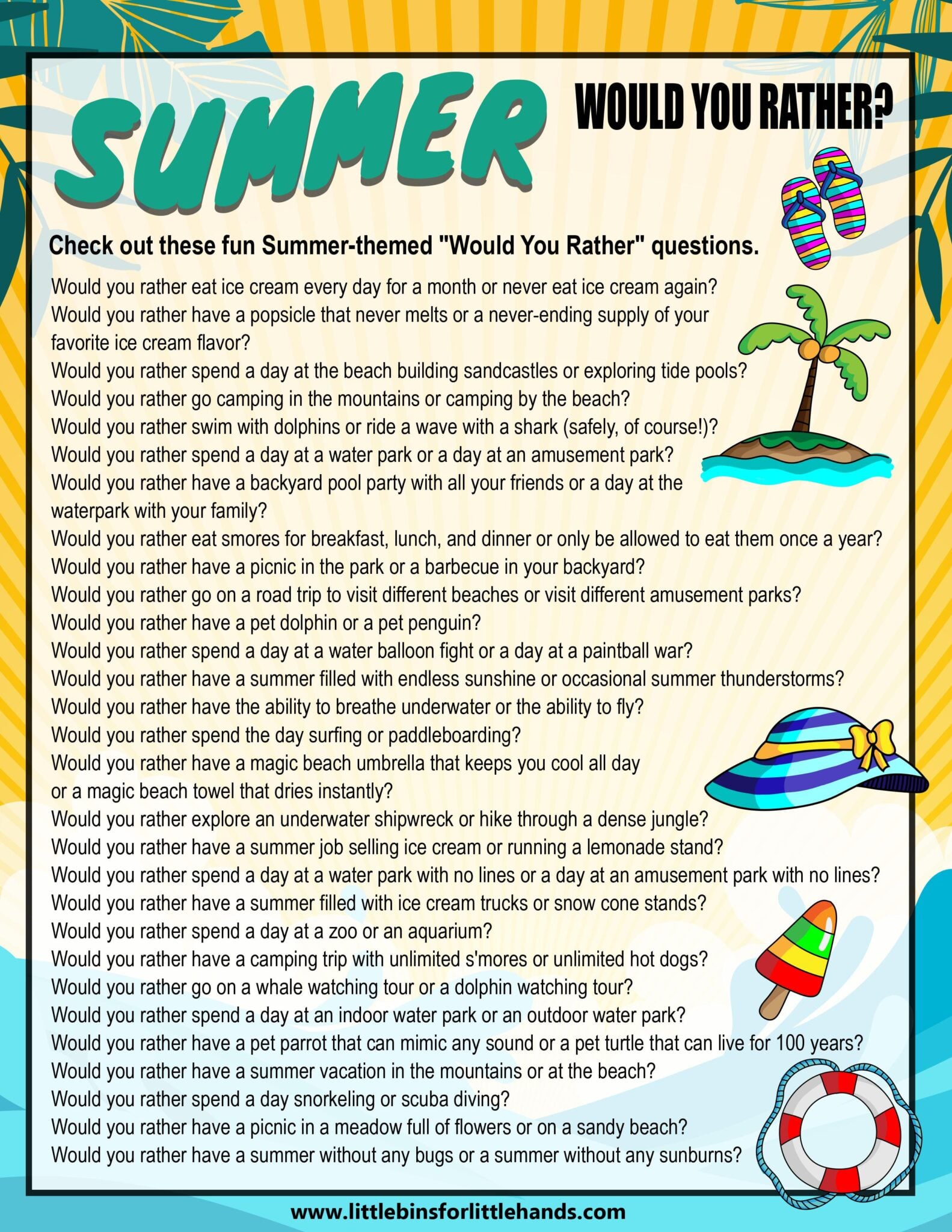 Summer Would You Rather Questions - Little Bins for Little Hands