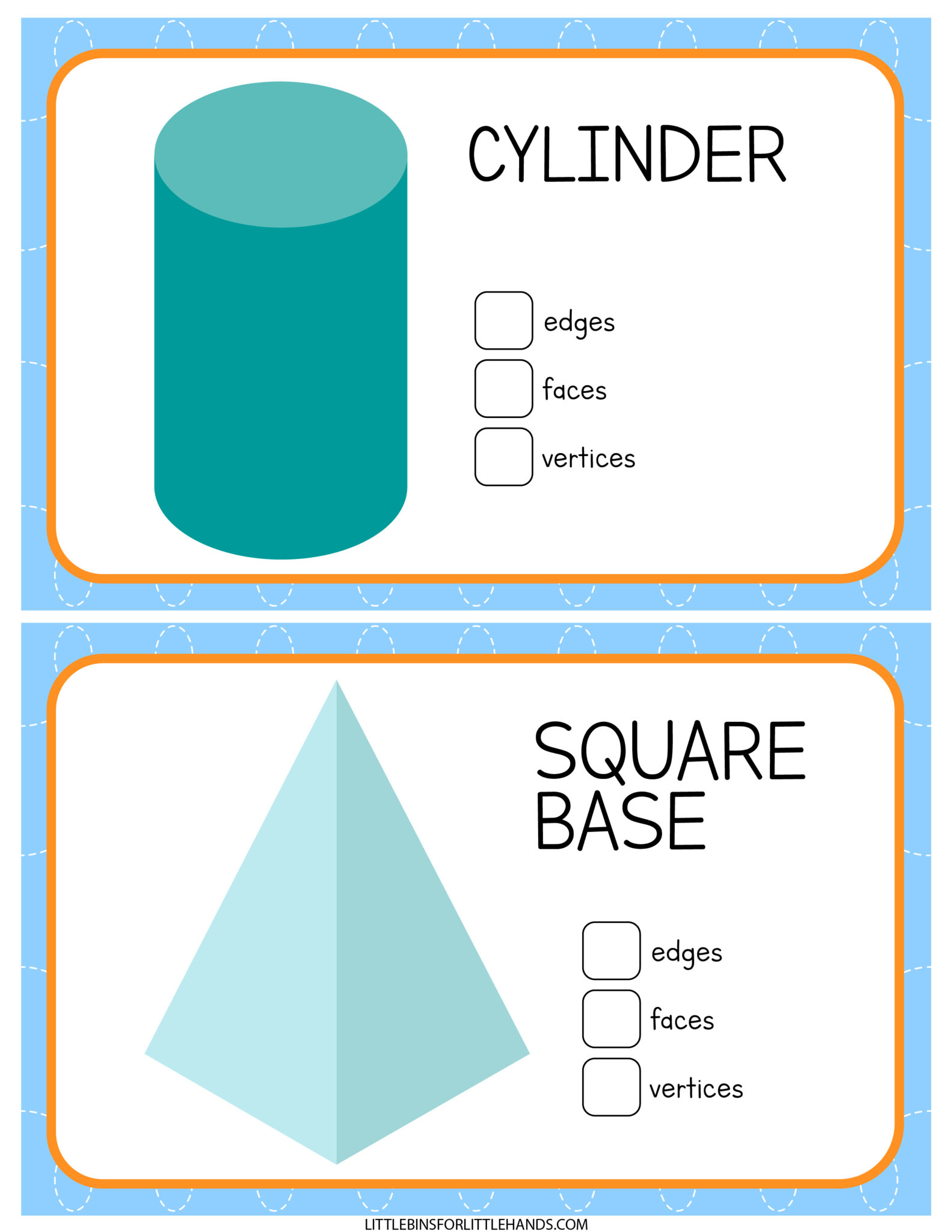 Free Printable 3D Shape Nets - Little Bins for Little Hands