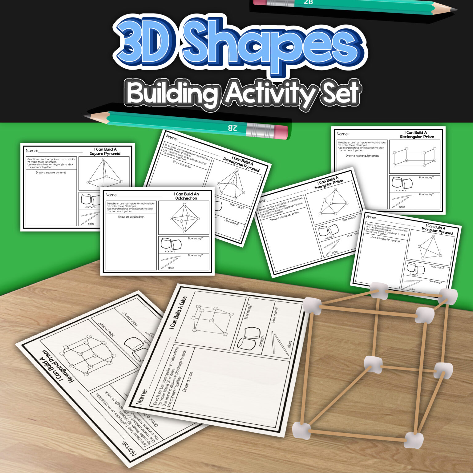 3D Shape Building Cards (Free Printable) - Little Bins for Little Hands