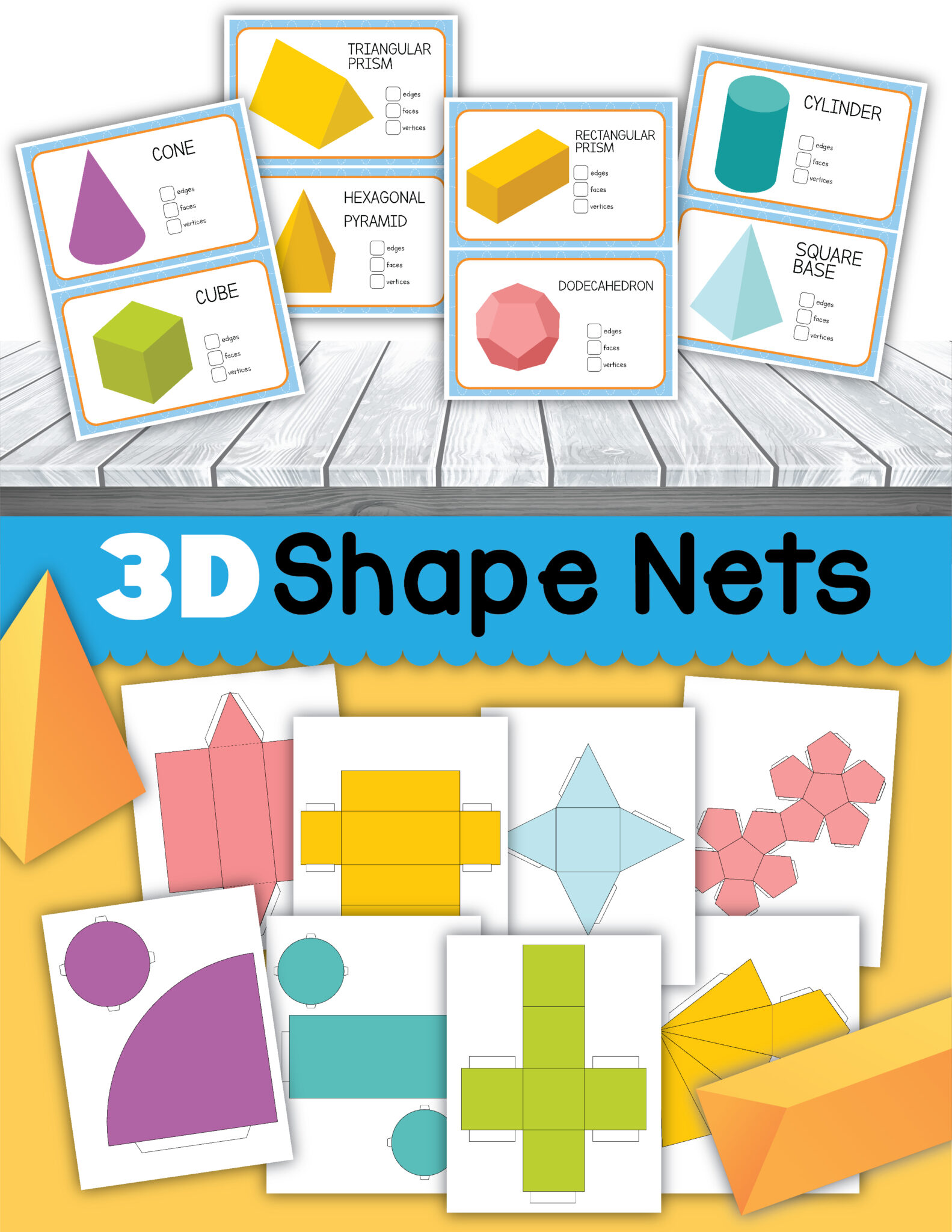 Free Printable 3D Shape Nets - Little Bins for Little Hands