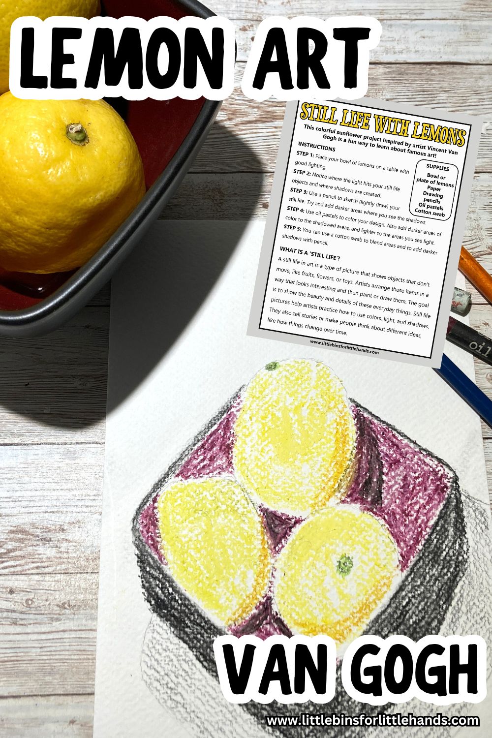 Still Life Lemon Art Project with Van Gogh