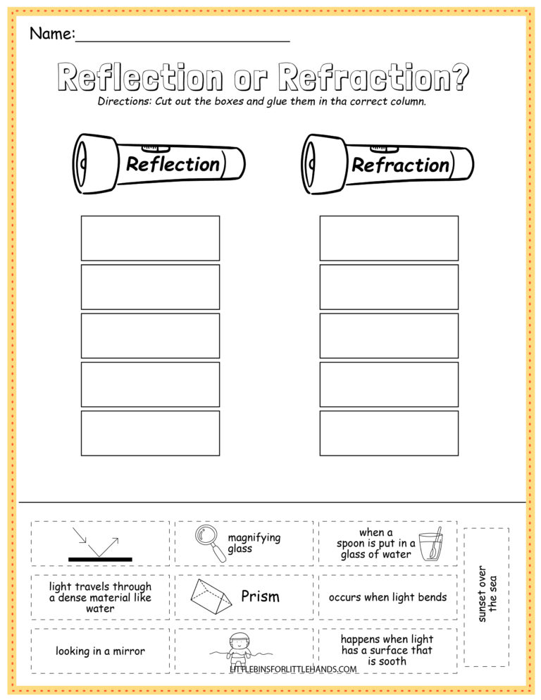 Light Experiments For Kids (Free Light Worksheets) - Little Bins for ...