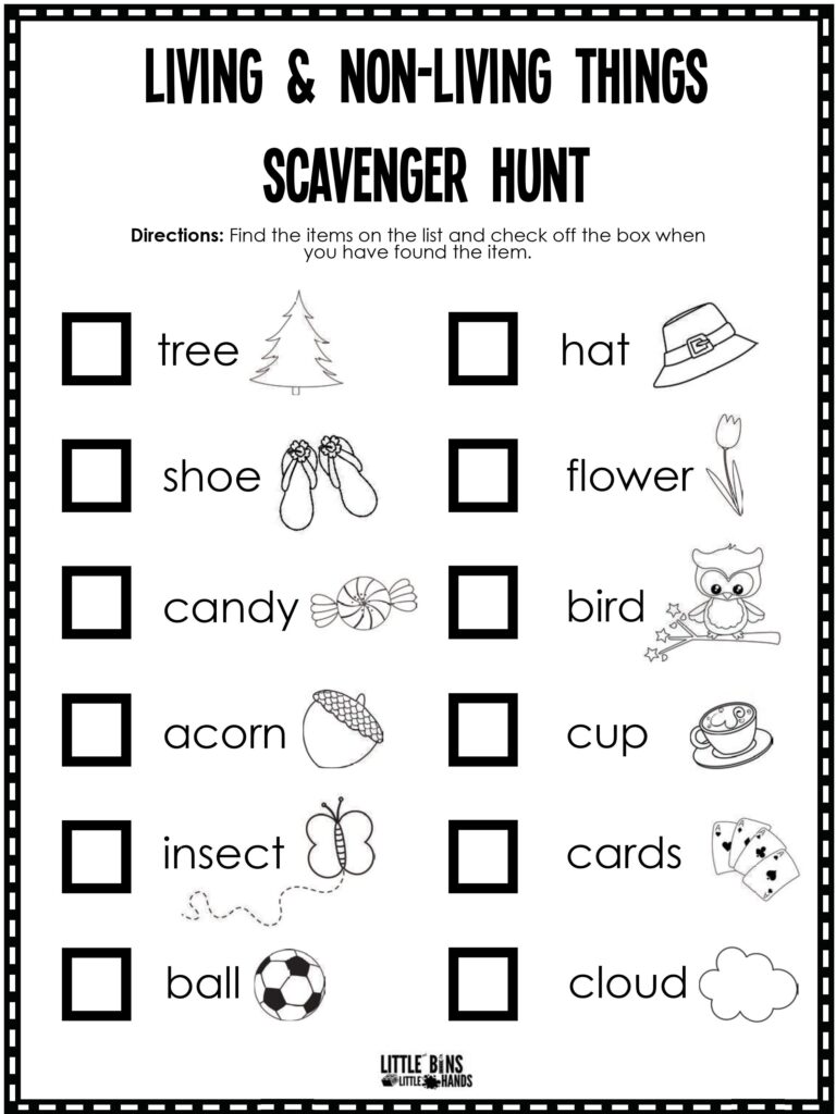 Living and Non-Living Things (Free Worksheets) - Little Bins for Little ...