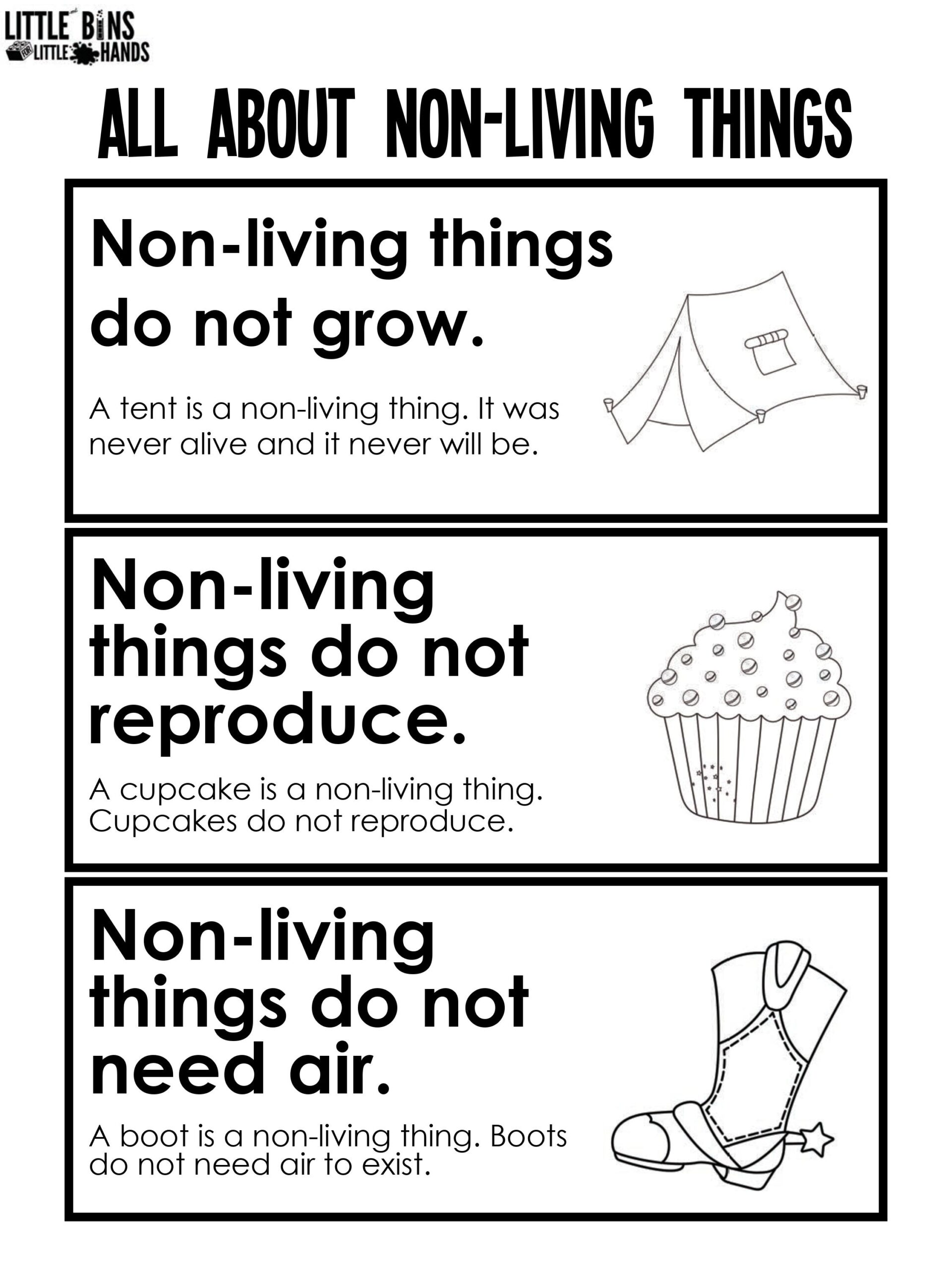 Living and Non-Living Things (Free Worksheets) - Little Bins for Little ...