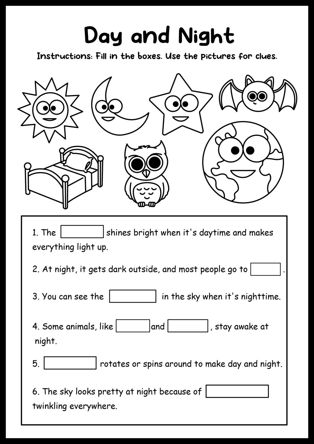 Day and Night Worksheets