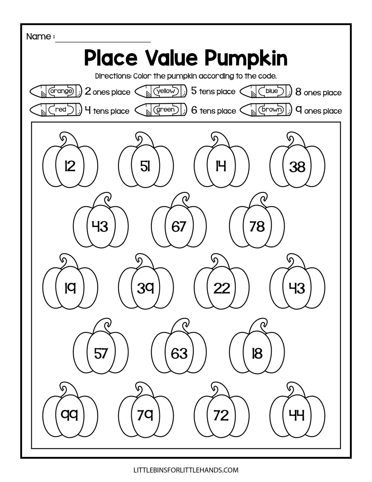 Fall Place Value Worksheets for Math