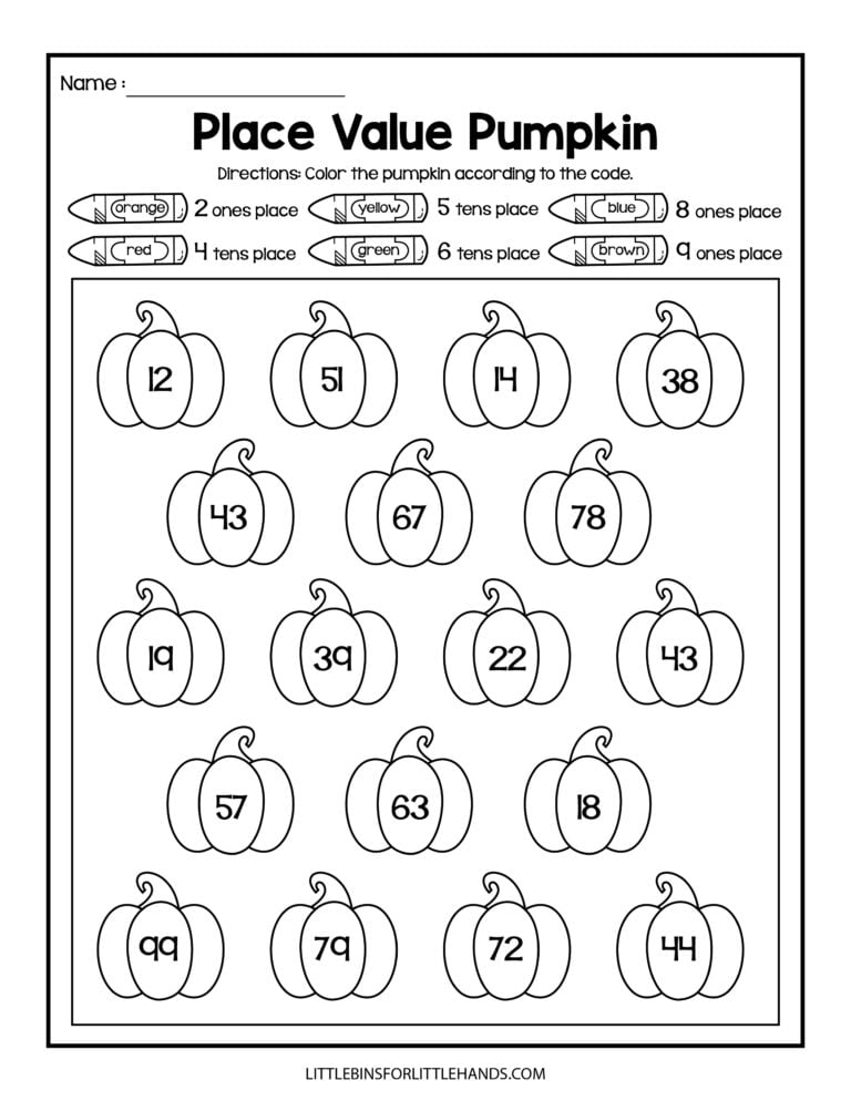 Fall Place Value Worksheets for Math
