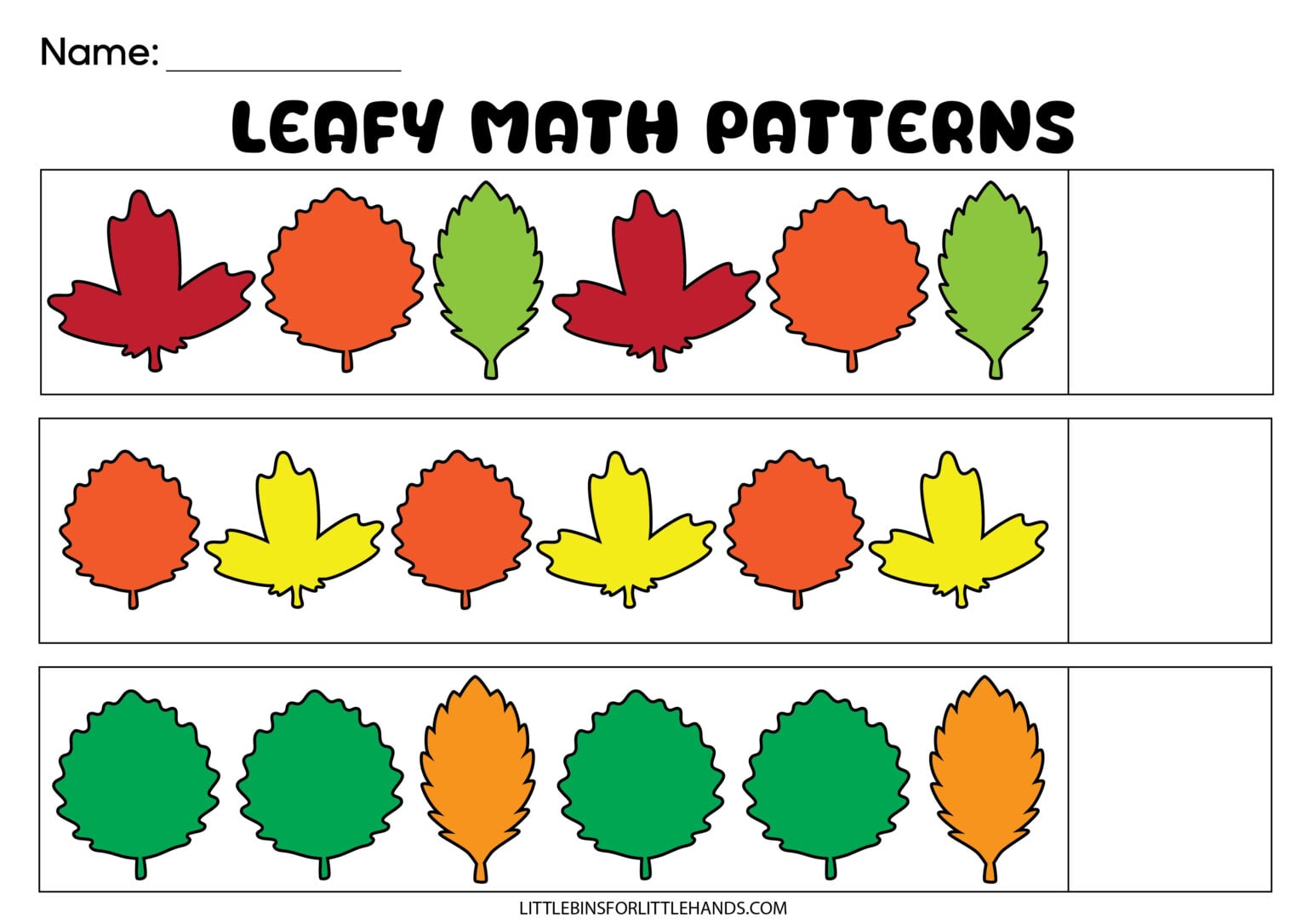 Fall Pattern Worksheets - Little Bins for Little Hands