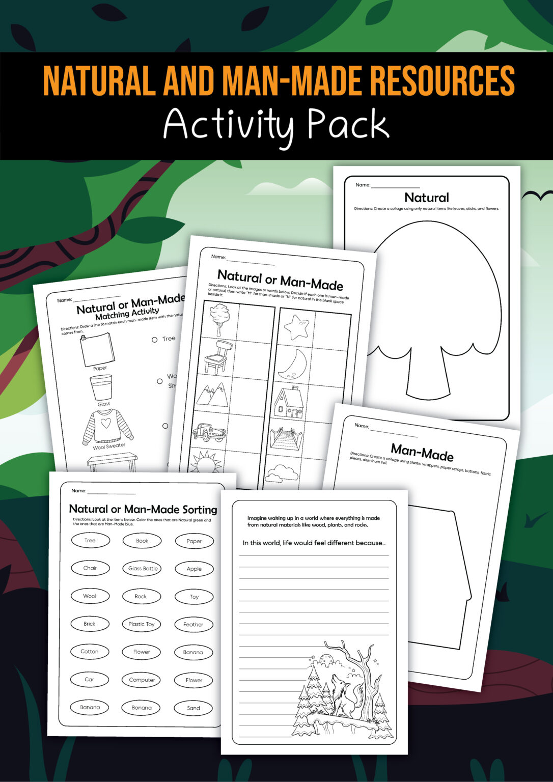 Natural vs. Man Made Worksheets - Little Bins for Little Hands