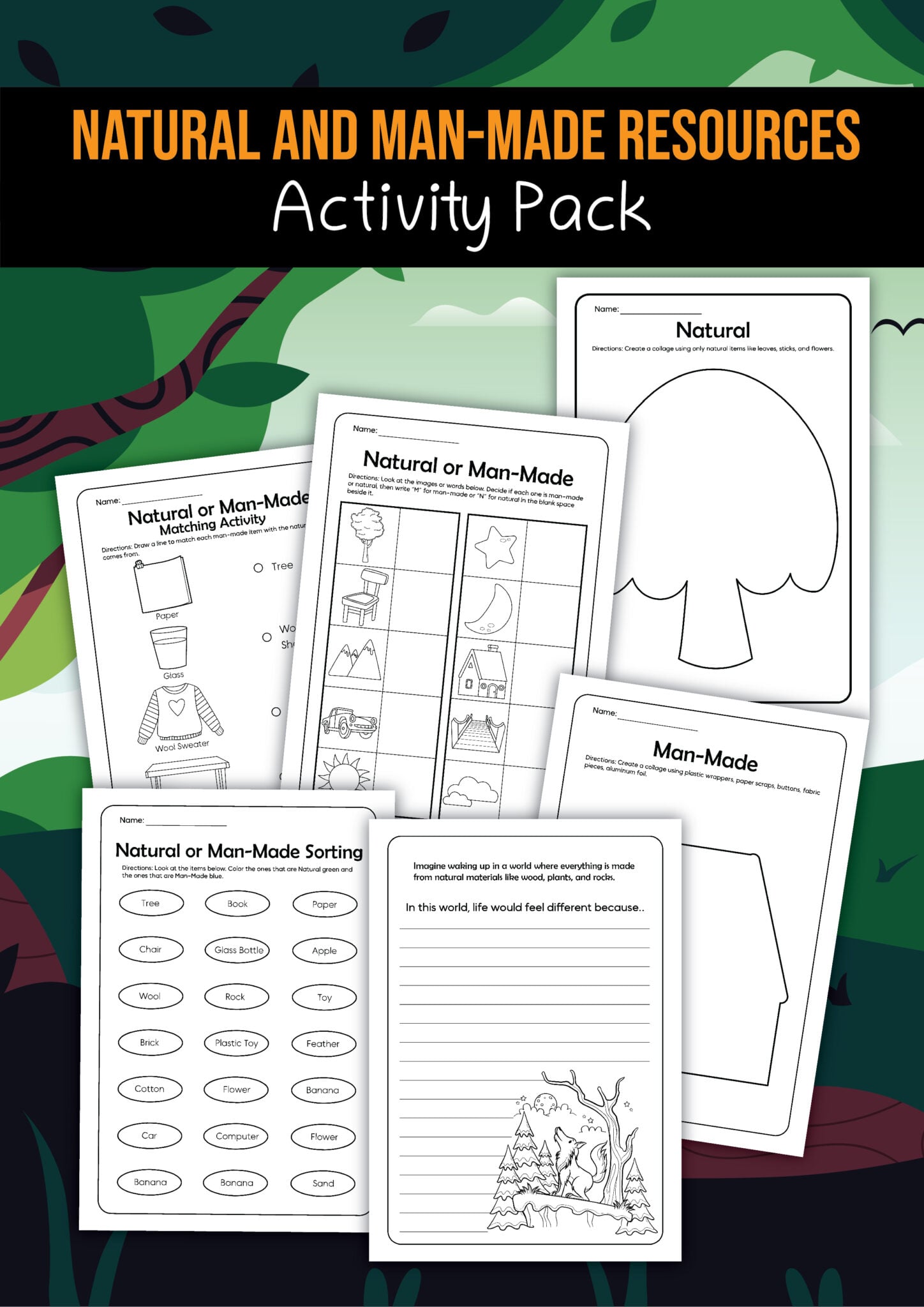 Natural vs. Man Made Worksheets - Little Bins for Little Hands