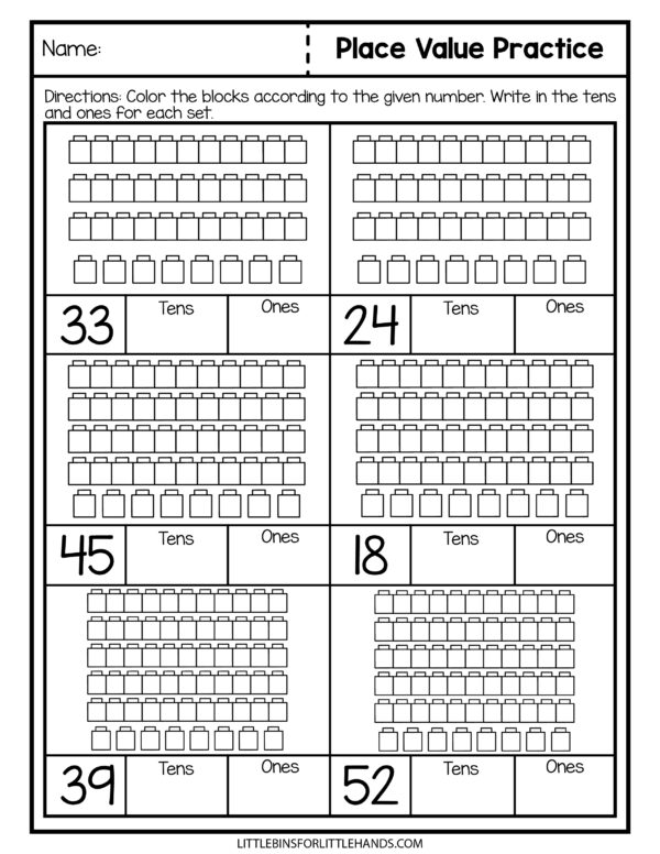 Place Value Worksheets - Little Bins for Little Hands