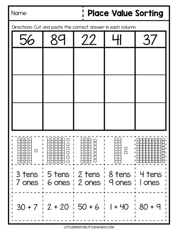 Place Value Worksheets - Little Bins for Little Hands