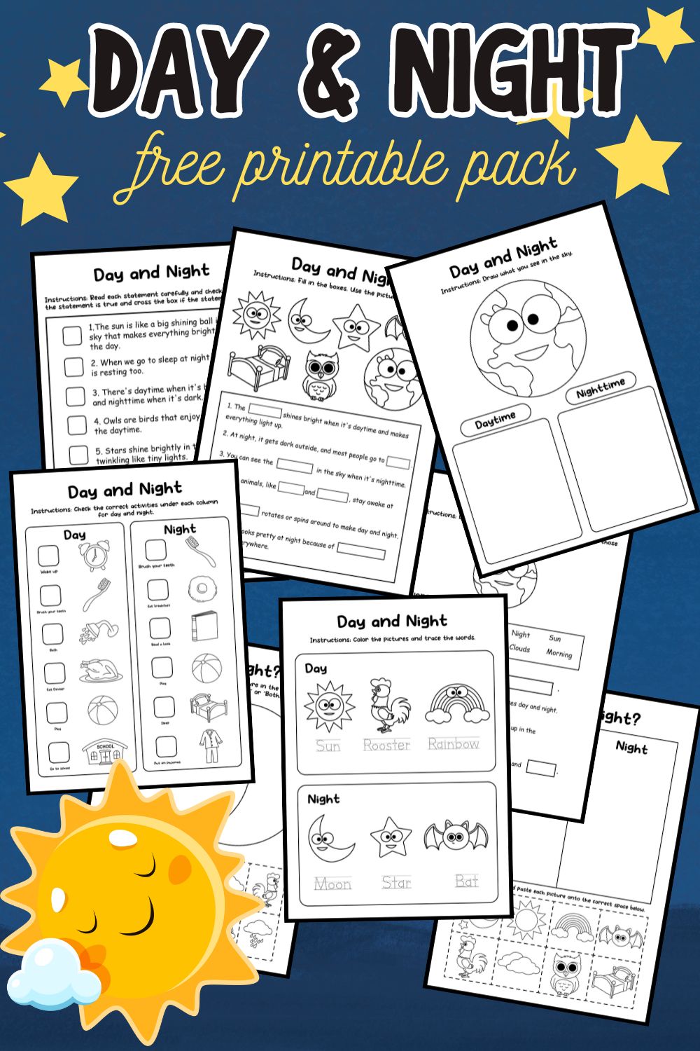 Day and Night Worksheets