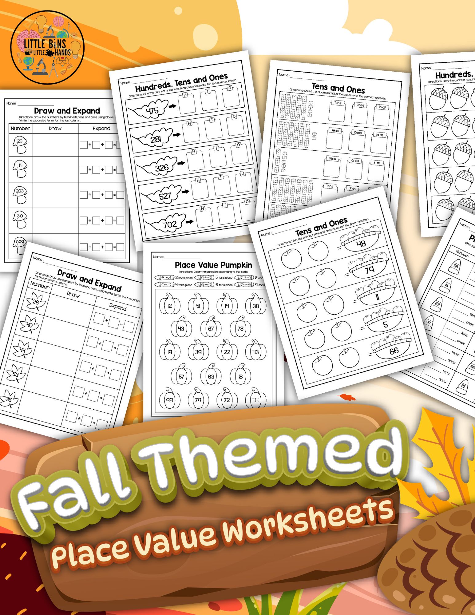 Fall Place Value Worksheets for Math