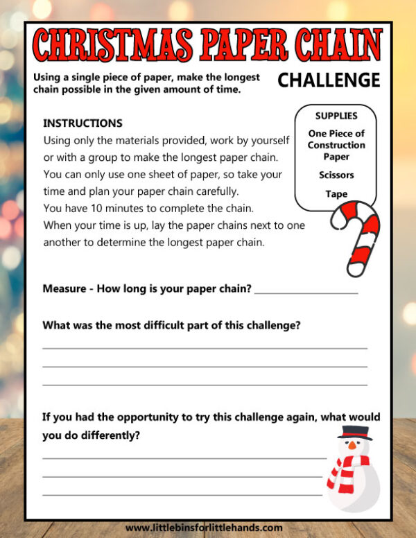 Christmas Paper Chain STEM Challenge
