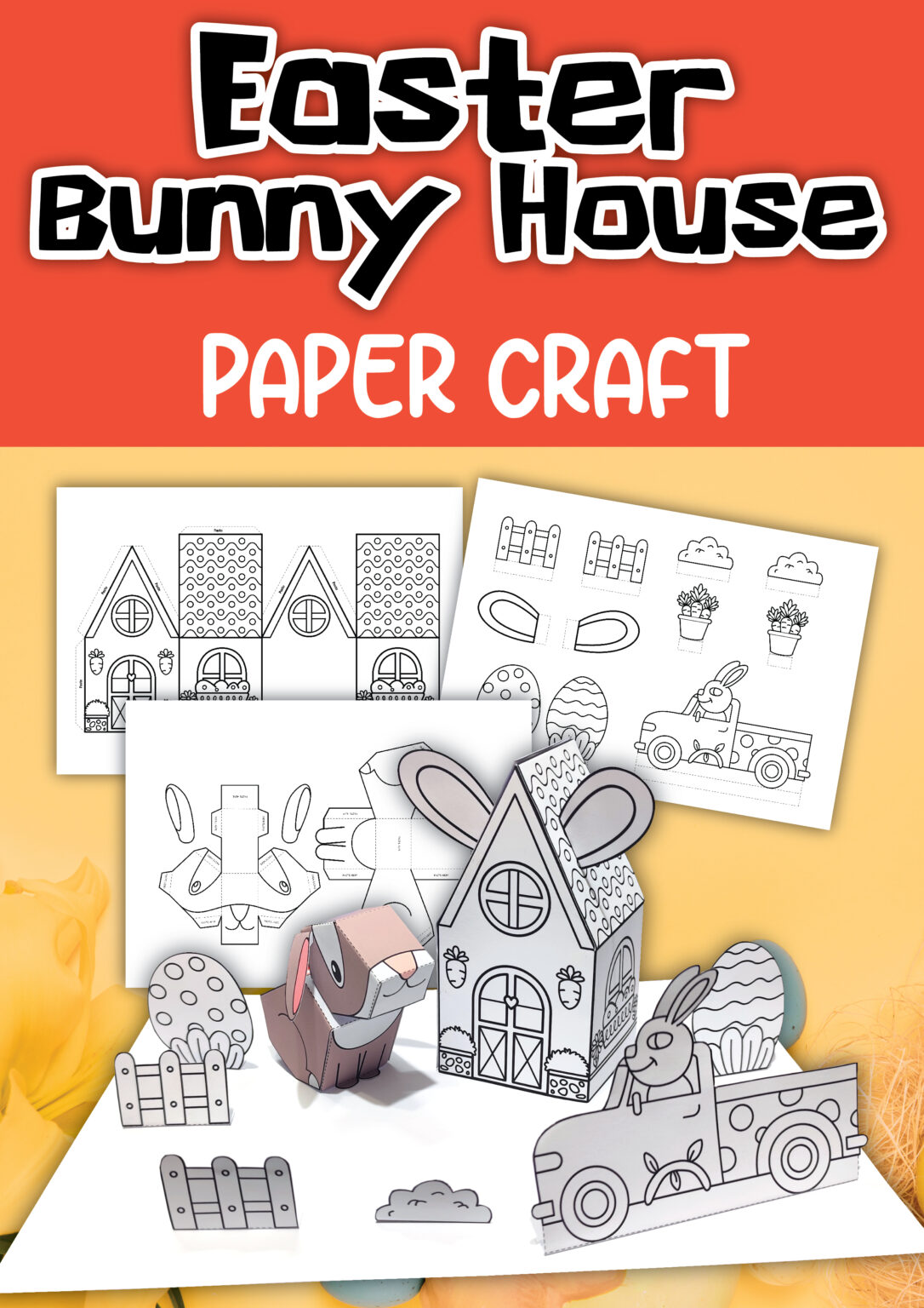 Easter Bunny House Paper Craft for Kids