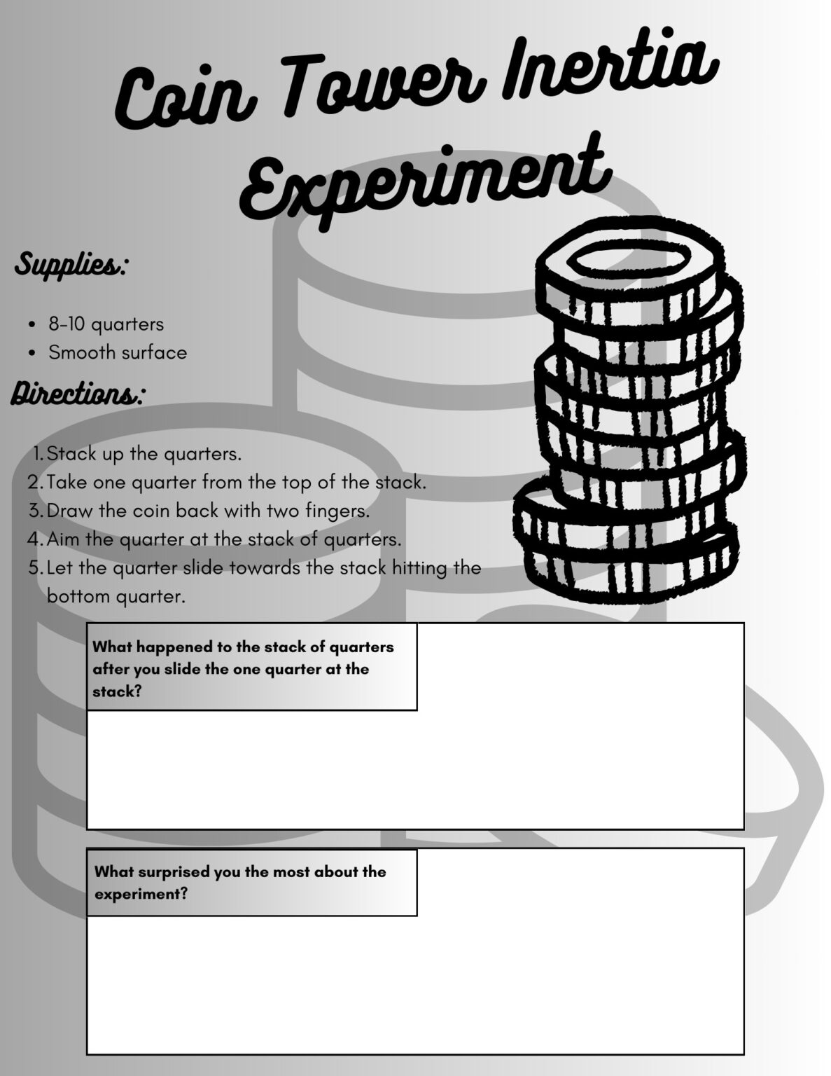 Coin Tower Experiment for Kids' Inertia