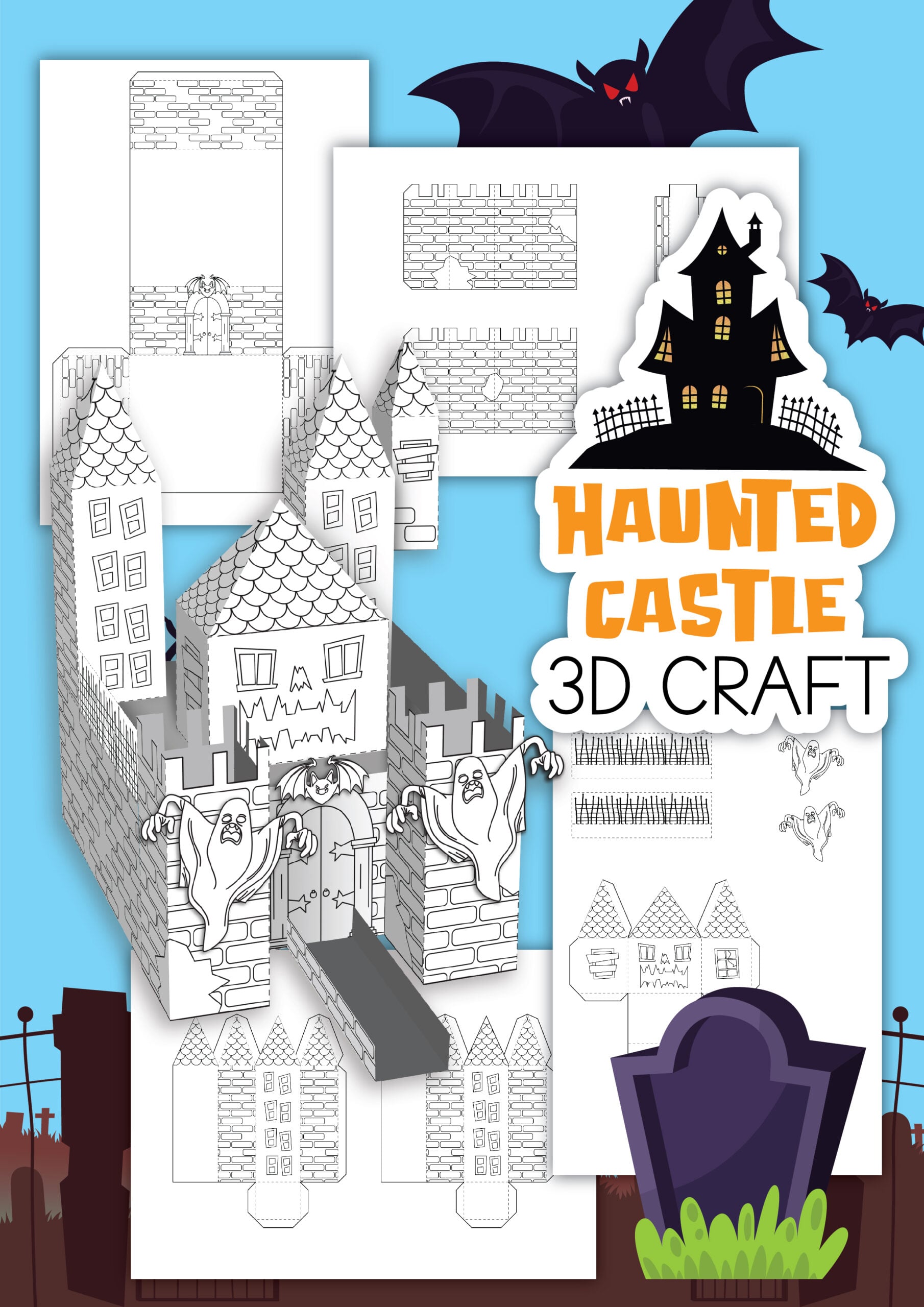 Free Printable Haunted Castle 3D Craft for Halloween