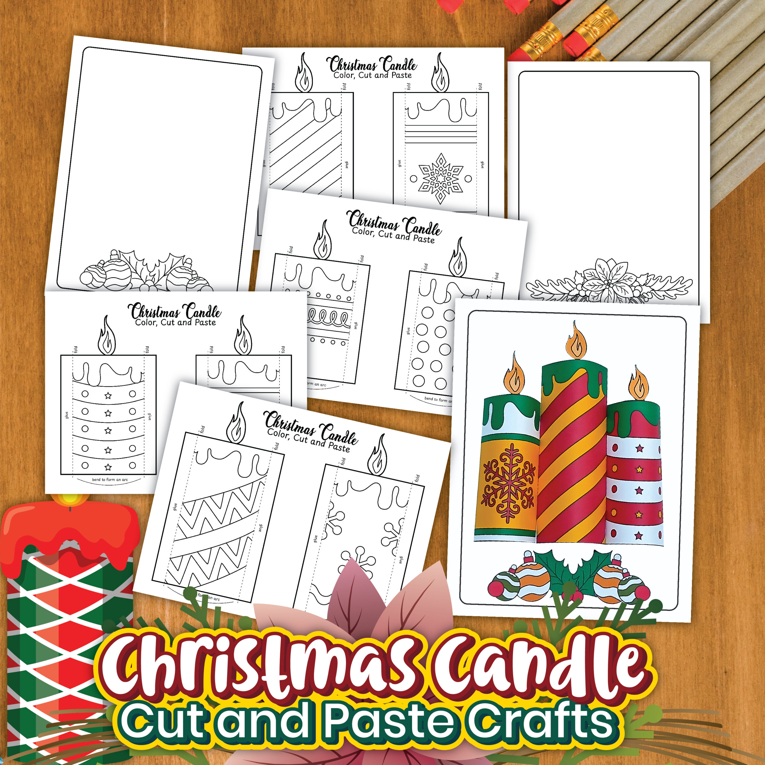 Free Printable Christmas Candle Craft for Kids