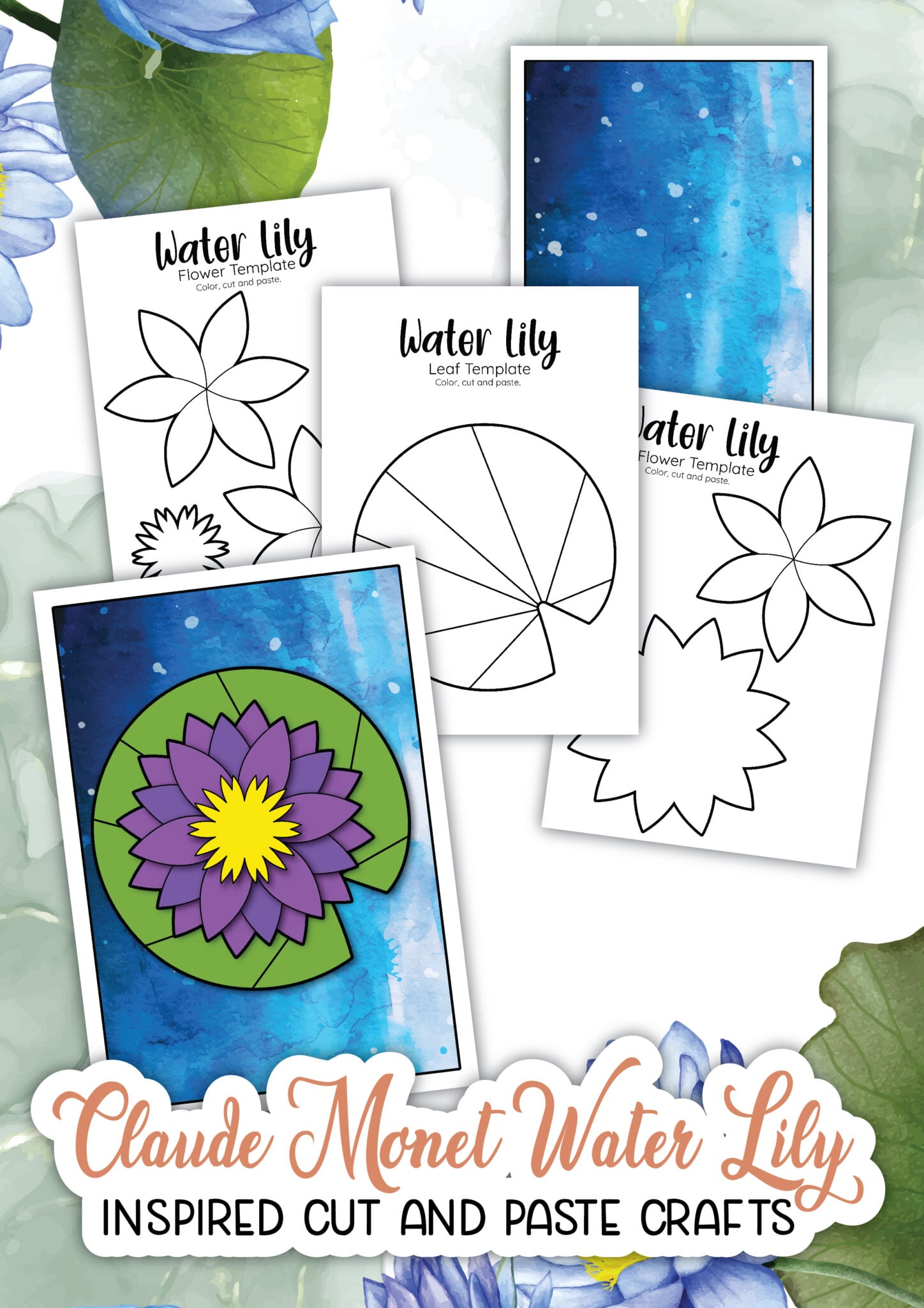 Claude Monet Water Lily Art Project for Kids (Free Printable Craft)