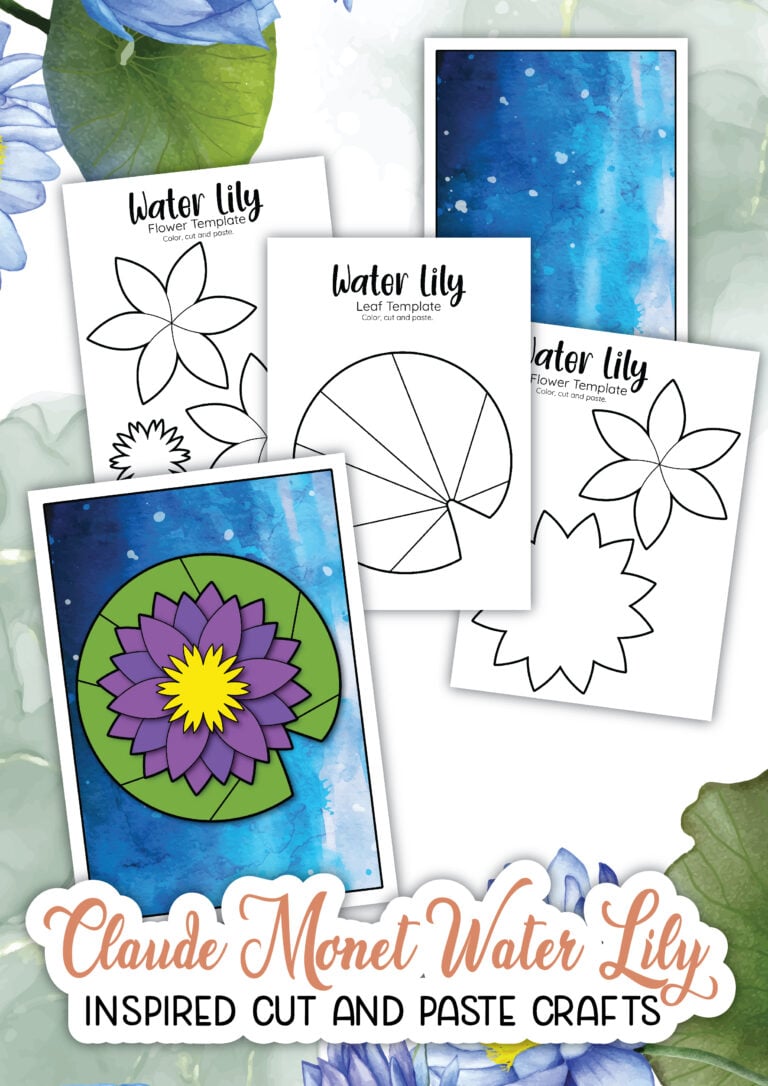 Claude Monet Water Lily Art Project for Kids (Free Printable Craft)