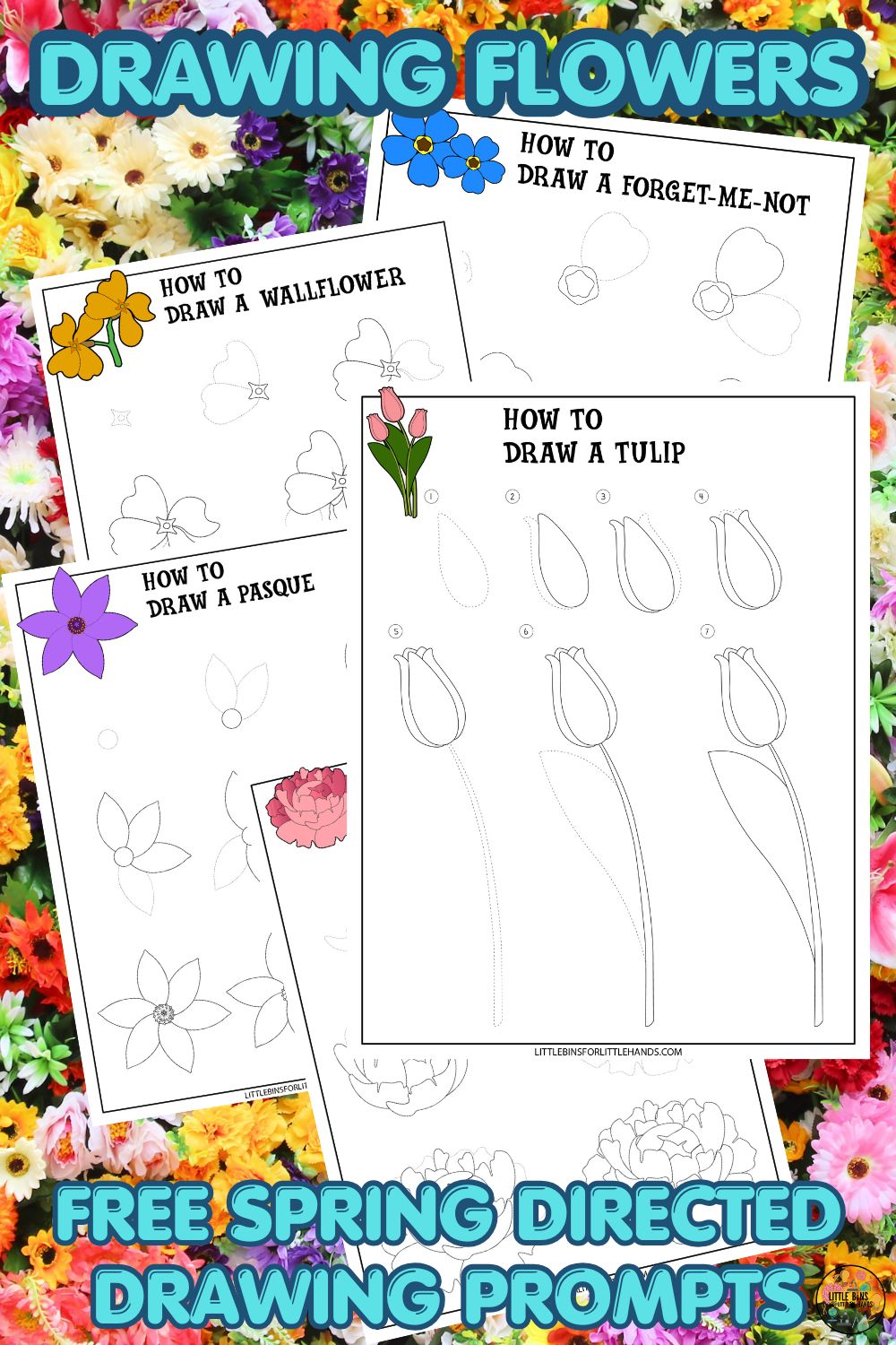 Directed Drawing Flowers for Kids (Spring Drawing Pack)