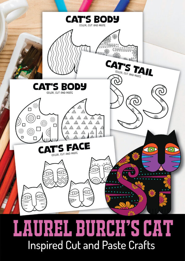 Laurel Burch Cat Art Project for Kids (Free Printable Craft)
